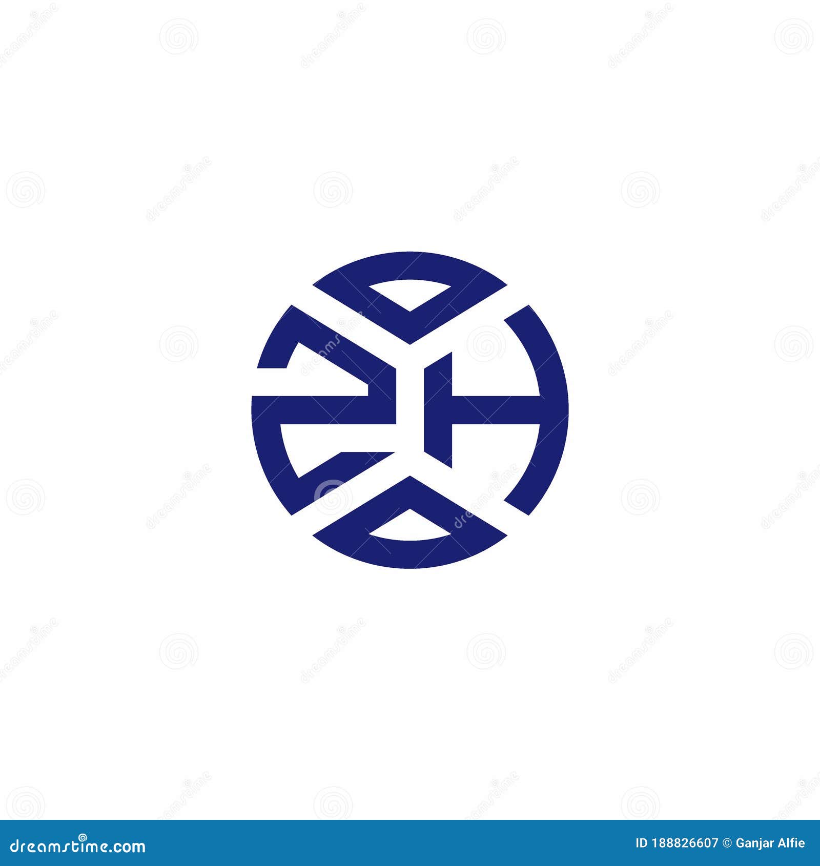 ZH Monogram Logo with Abstract Shapes in Modern Style Stock Vector ...