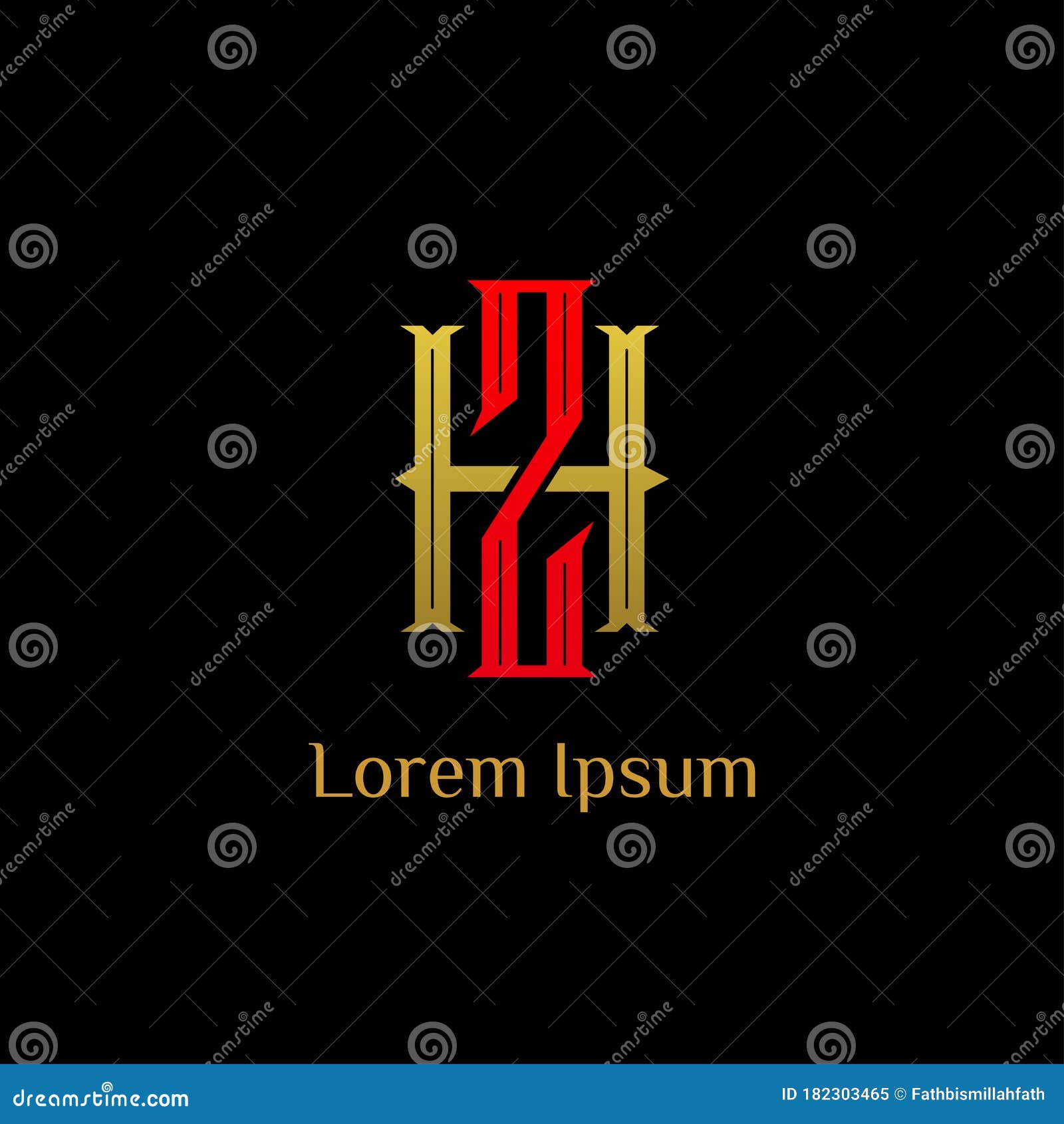 ZH Monogram Logo Design with Golden and Red Color, Letter HZ Icon Sign ...