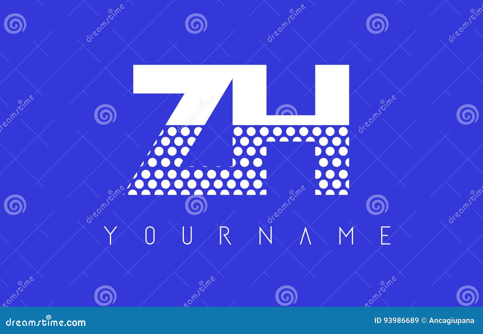 ZH Z H Dotted Letter Logo Design with Blue Background. Stock Vector ...