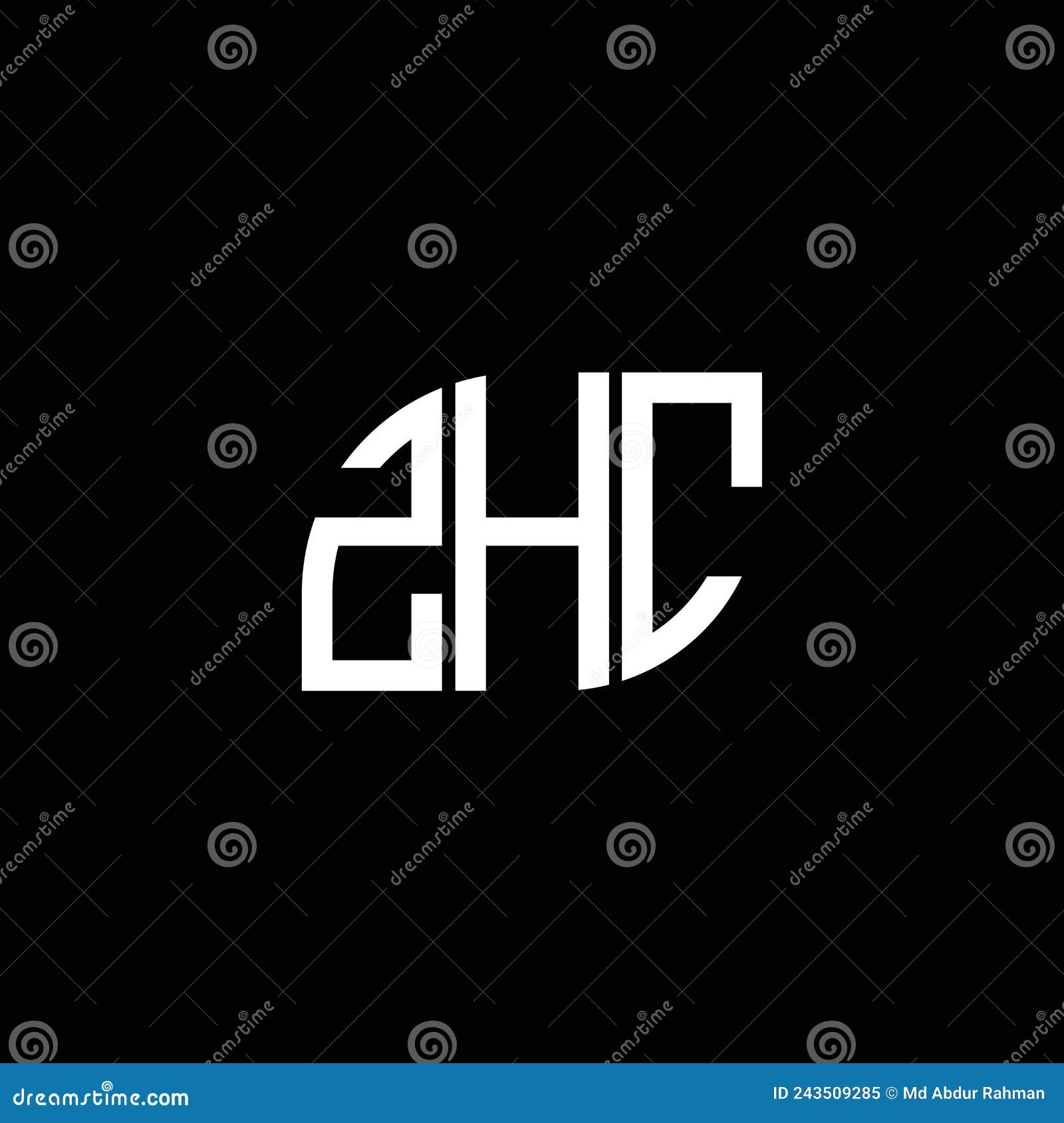 ZHC Letter Logo Design on Black Background. ZHC Creative Initials ...