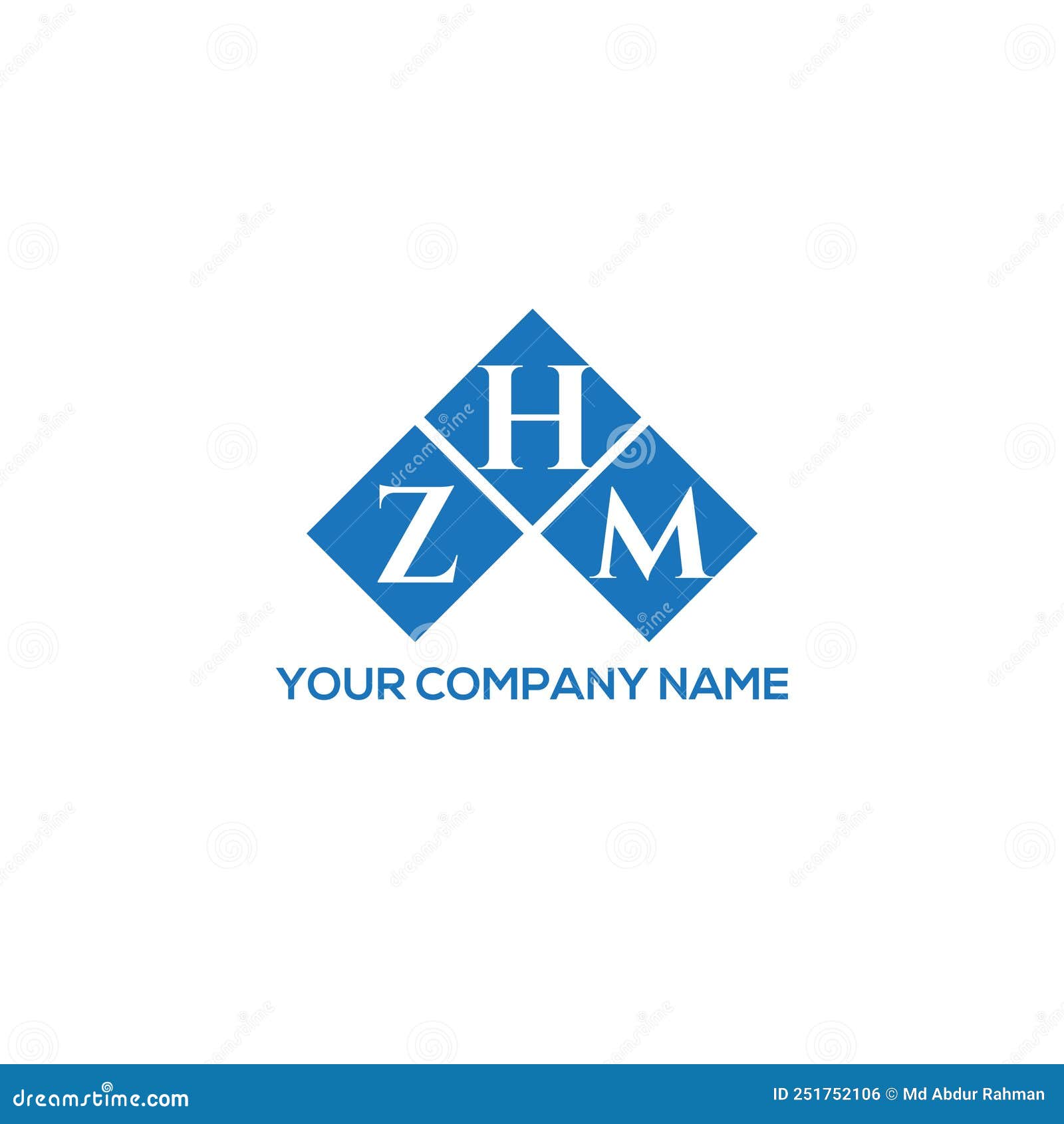 ZHM Letter Logo Design on WHITE Background. ZHM Creative Initials ...