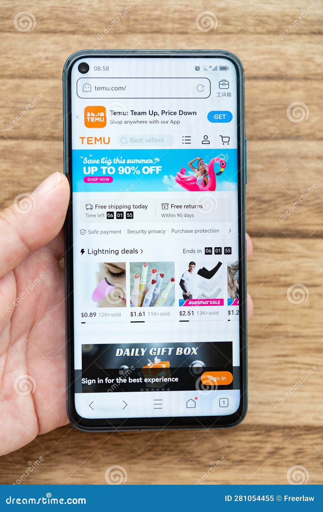 Man Looking at the Temu on Mobile at Vertical Composition Editorial ...