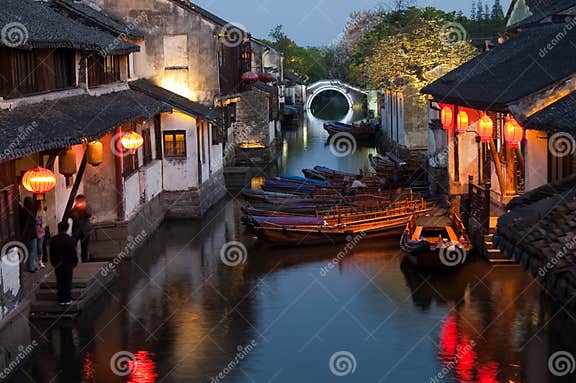 Zhouzhuang stock photo. Image of ferry, lake, place, ethnicity - 9815550