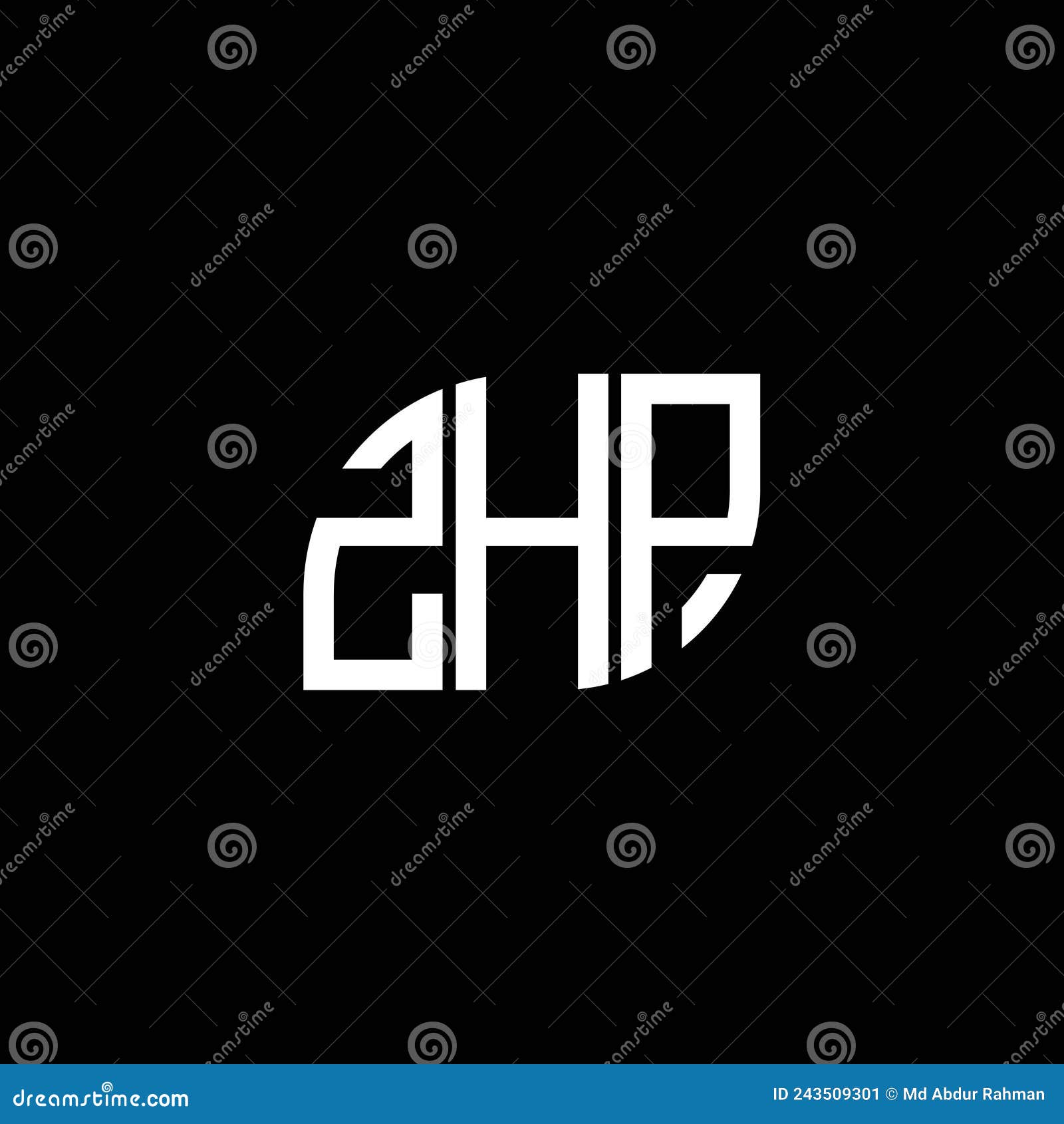 ZHP Letter Logo Design on Black Background. ZHP Creative Initials ...