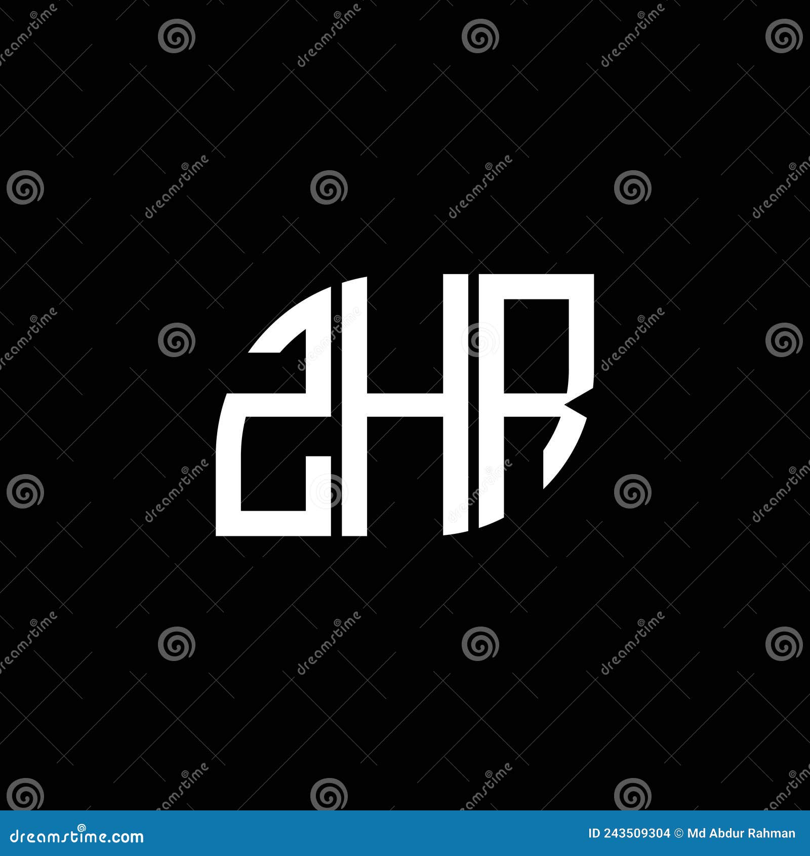 ZHR Letter Logo Design on Black Background. ZHR Creative Initials ...