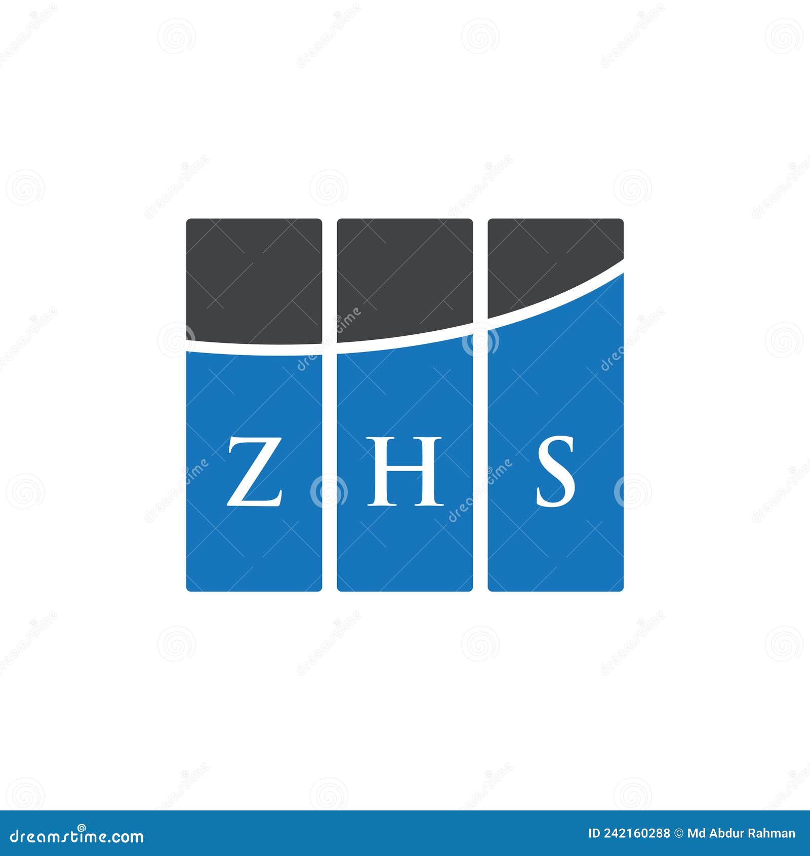 ZHS Letter Logo Design on White Background. ZHS Creative Initials ...