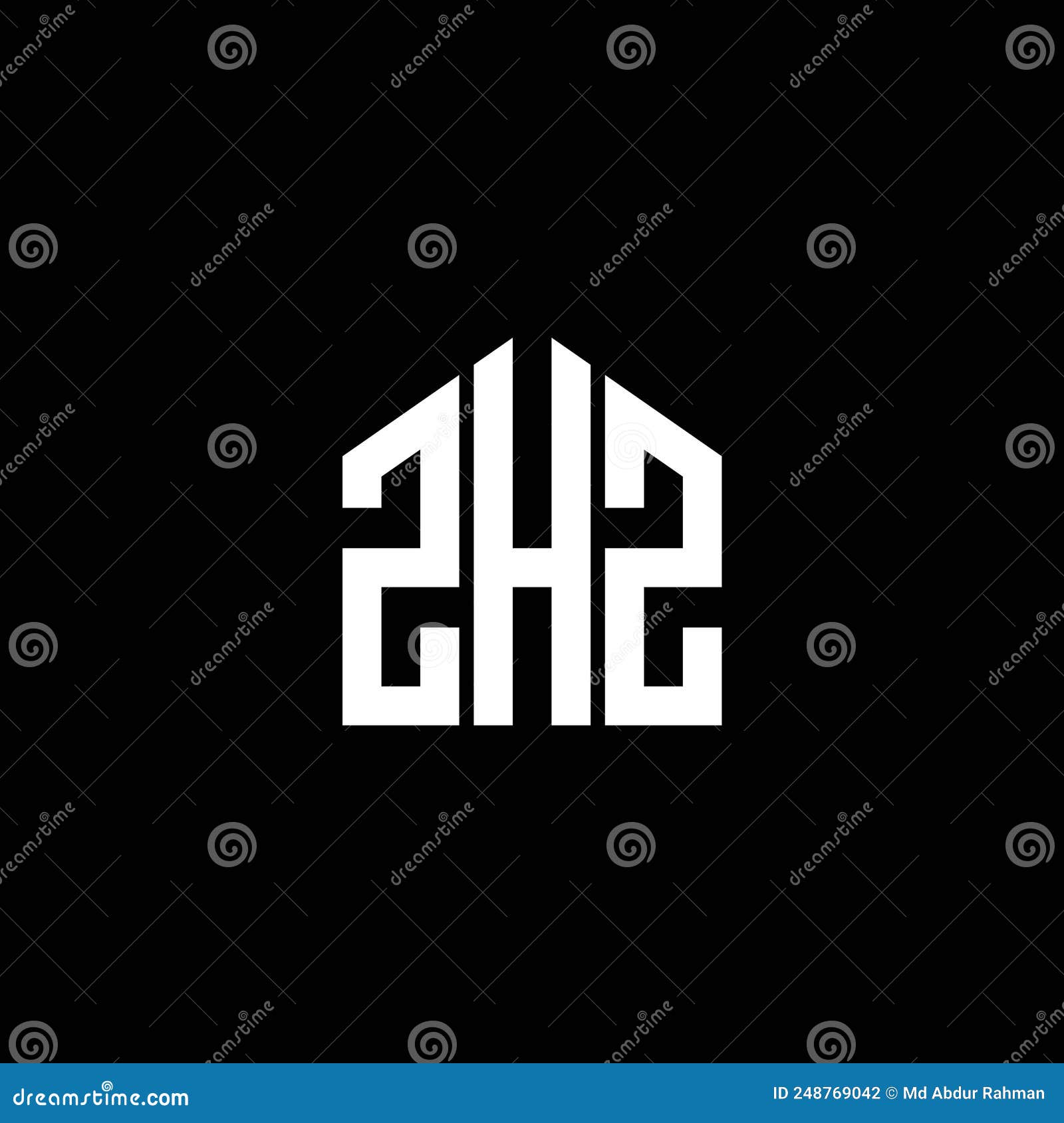 ZHZ Letter Logo Design on BLACK Background. ZHZ Creative Initials ...