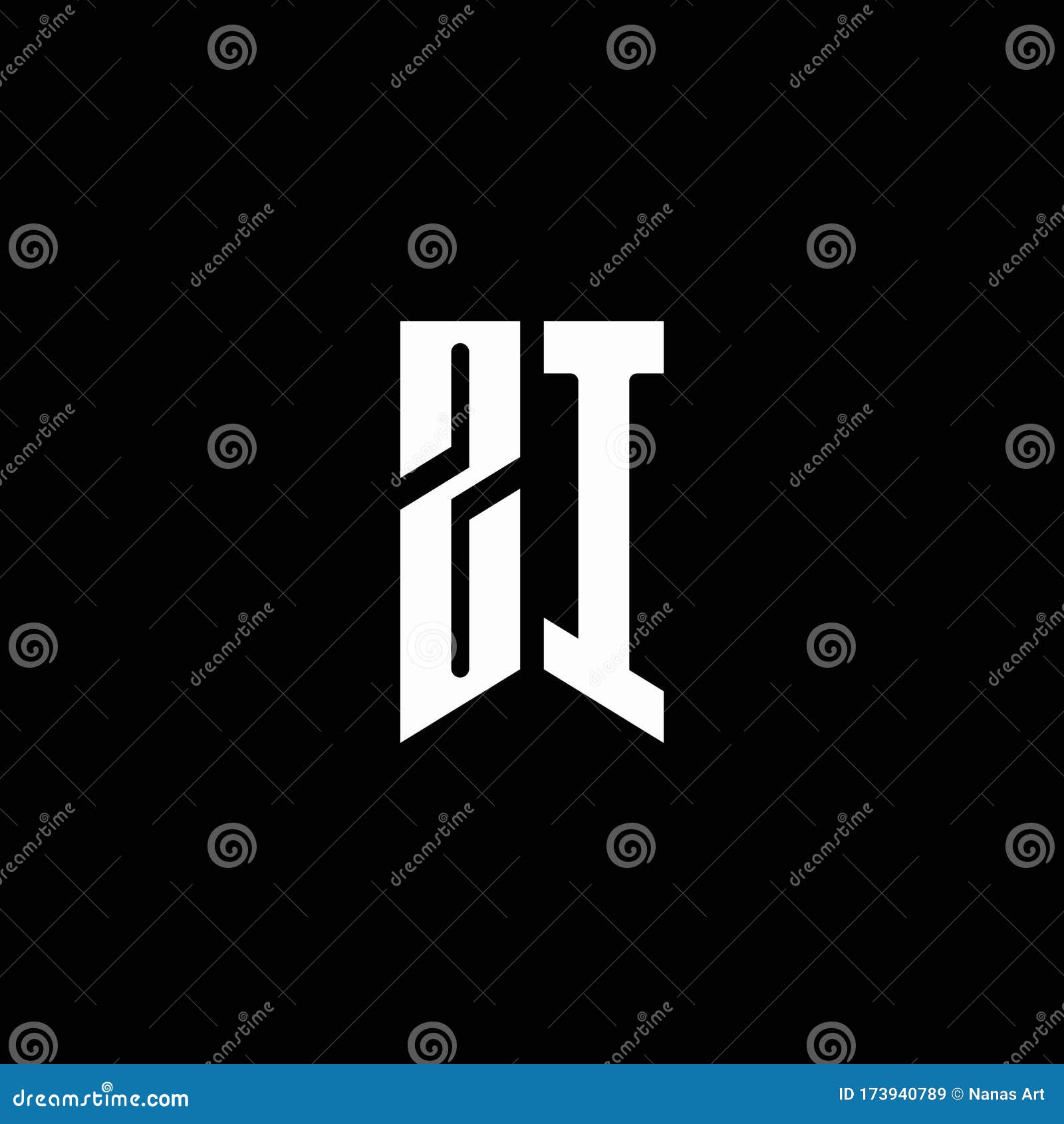 ZI Logo Monogram with Emblem Style Isolated on Black Background Stock ...