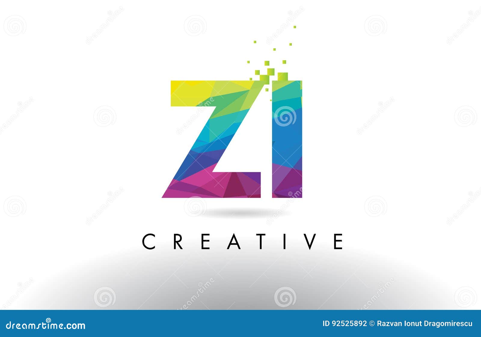 ZI Z I Colorful Letter Origami Triangles Design Vector. Stock Vector ...