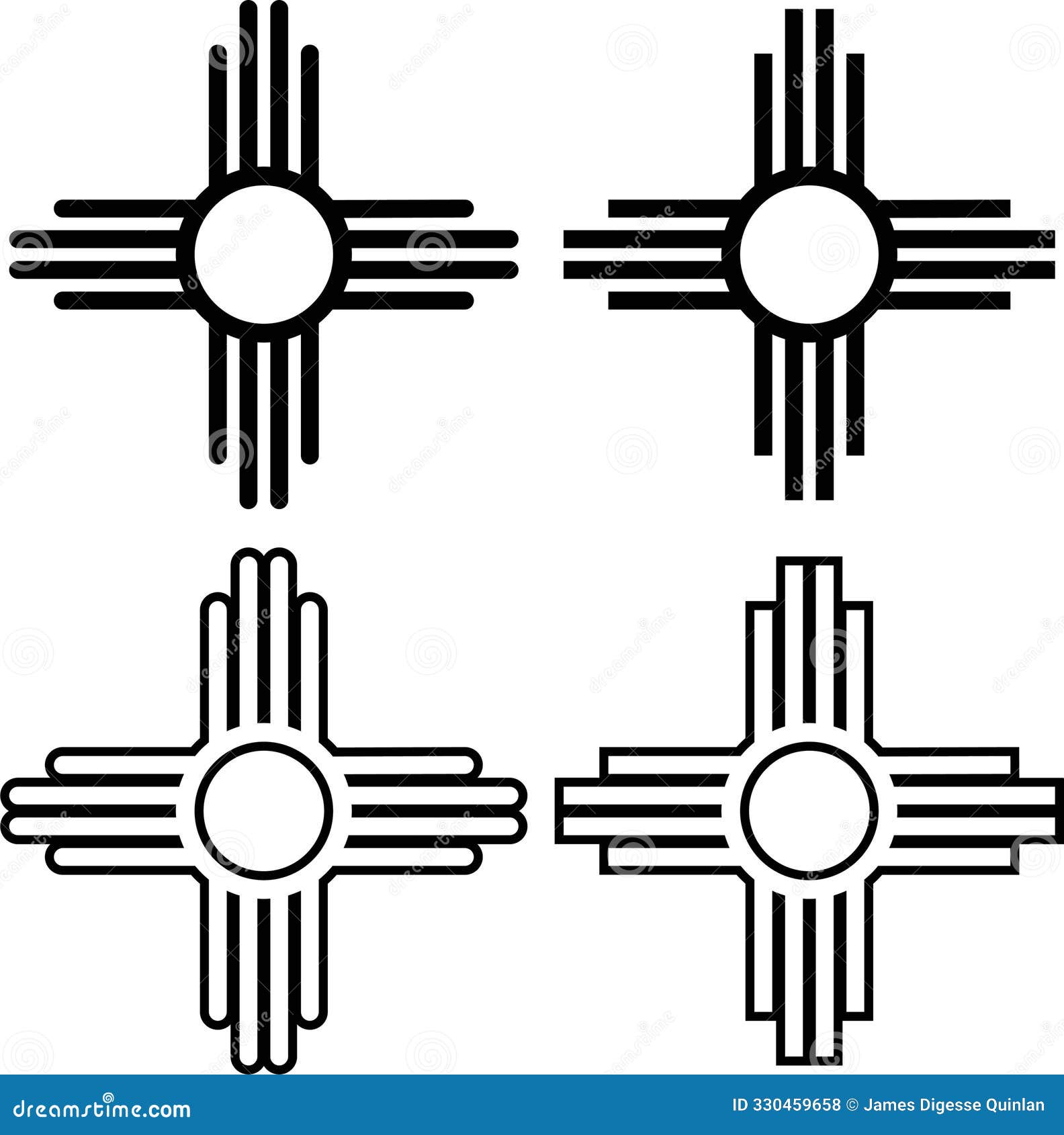 Zia Symbol Vector In Four Styles. Solid Round Cap Line, Solid Flat Cap ...