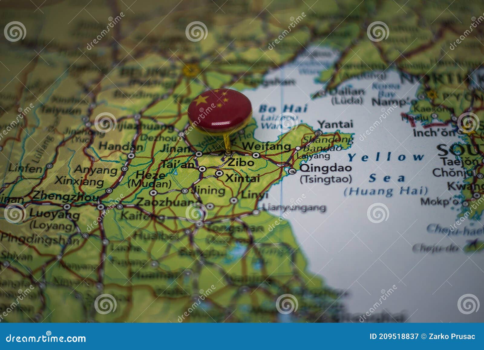 Zibo Pinned on a Map with Flag of China Stock Image - Image of ...
