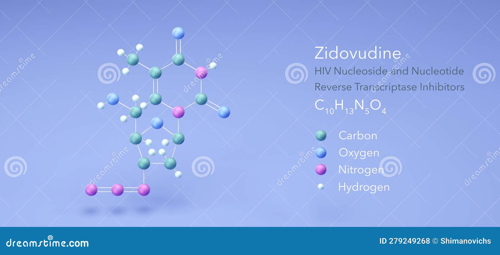 Zidovudine Molecular Structure, 3d Model Molecule, Azidothymidine ...