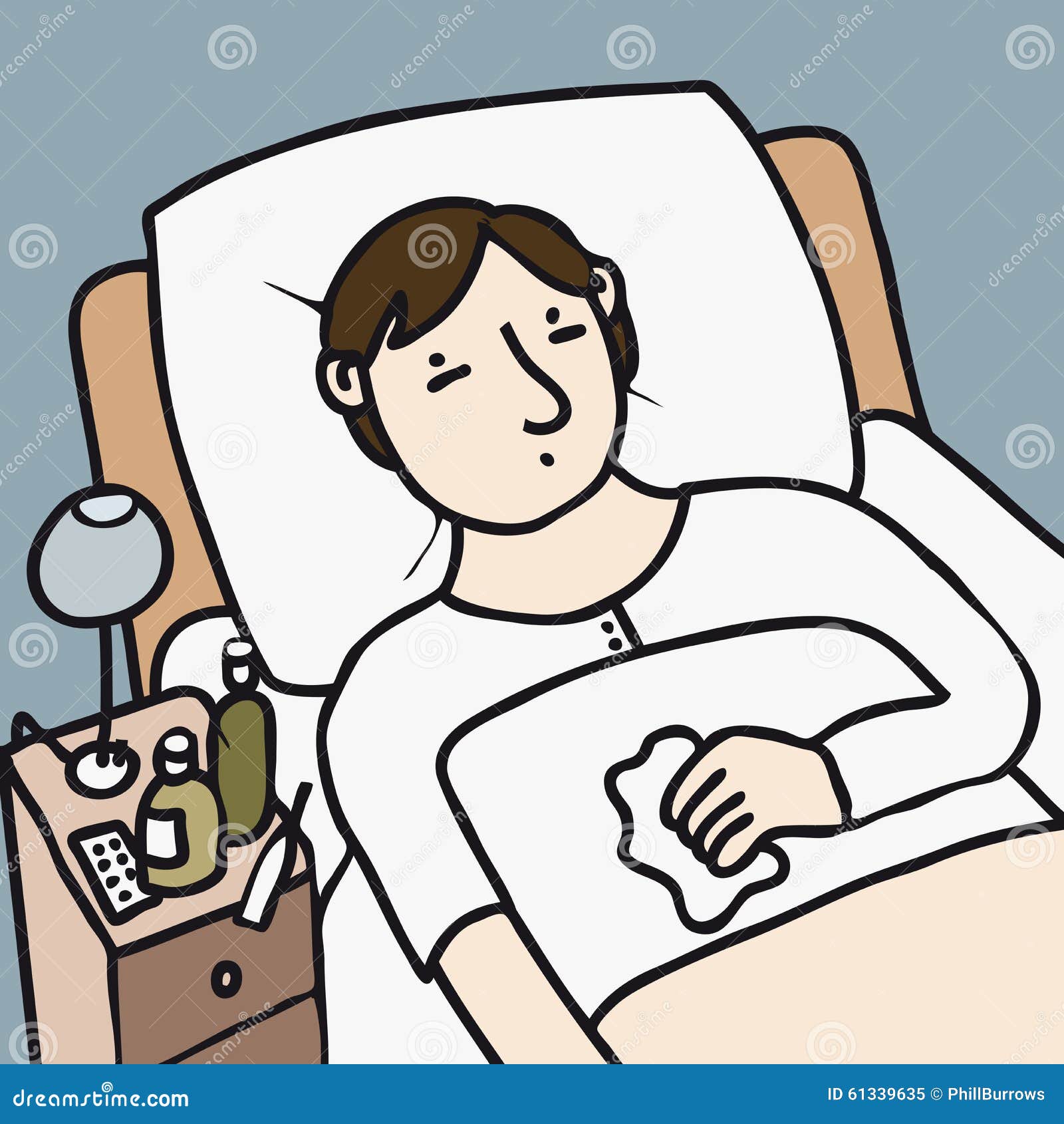 Ziek bed vector illustratie. Illustration of katatonisch - 61339635