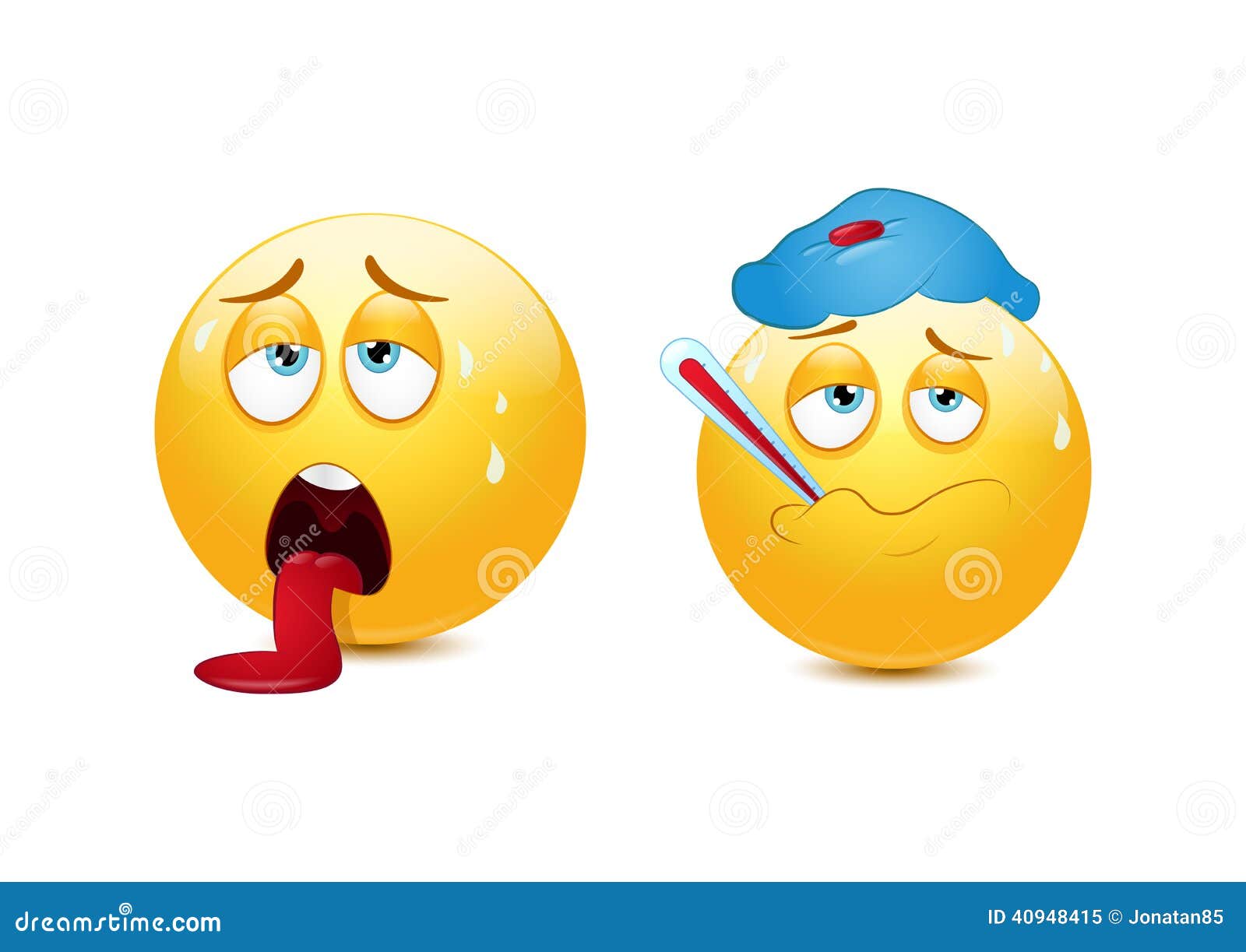 Ziek en uitgeput emoticon stock illustratie. Illustration of pictogram ...