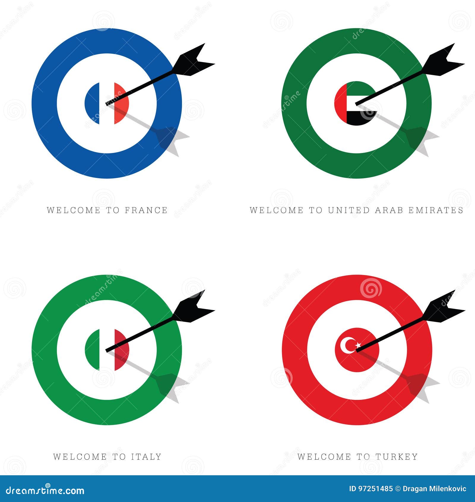 Ziel Mit Flaggen Stellte Illustration Ein Vektor Abbildung ...