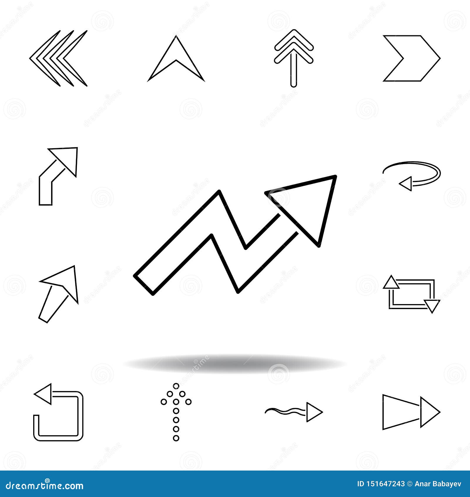 Zig Zag Arrow Icon. Thin Line Icons Set for Website Design and ...