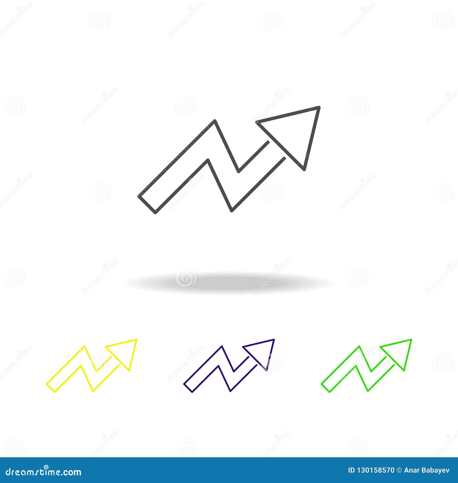Zig Zag Arrow Multicolored Icons. Thin Line Icon for Website Design and ...