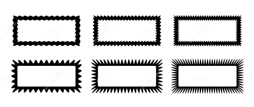 Zig Zag Edge Rectangle Frames Collection. Jagged Rectangular Borders ...