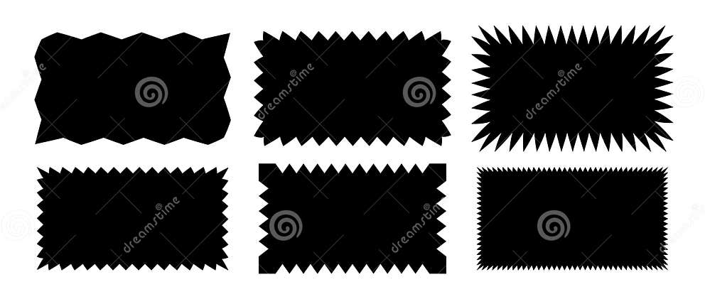 Zig Zag Edge Rectangle Shape Collection. Jagged Rectangular Elements ...