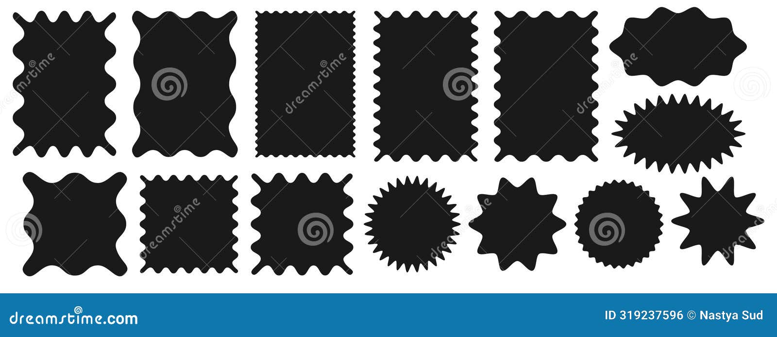 Zig Zag Edge Rectangle Shape Collection. Set of Wavy Abstract Geometric ...