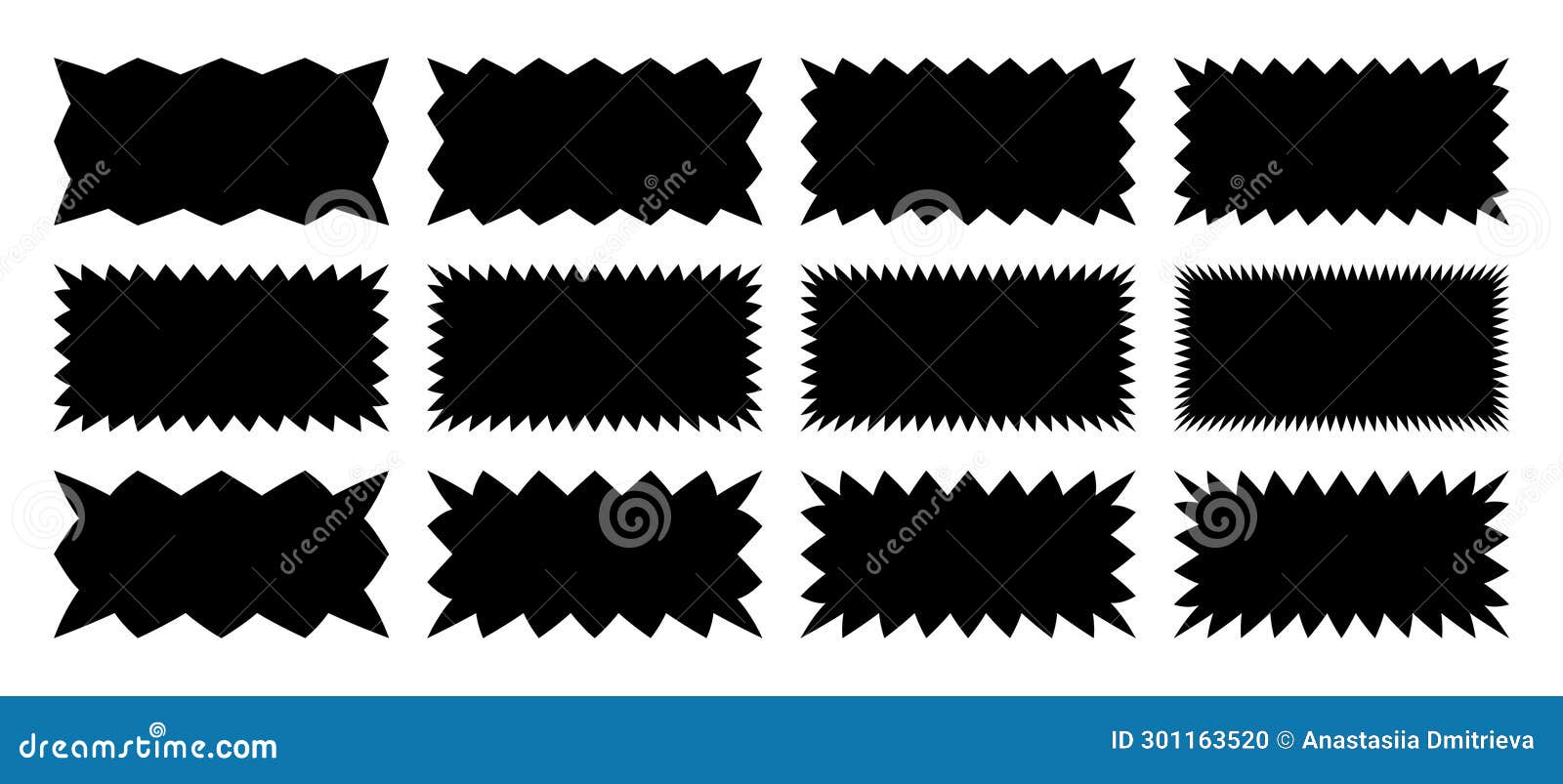 Zig Zag Edge Rectangle Shapes Set. Vector Wavy Frame Rectangular ... Zig Zag Edge Rectangle Shapes Set. Vector Wavy Frame Rectangular ...