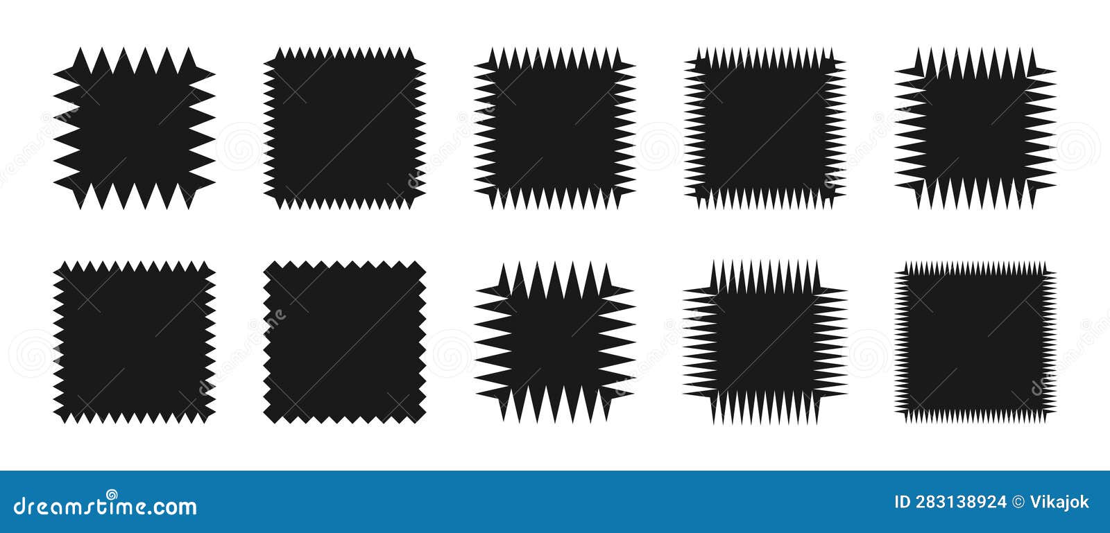 Zig Zag Edge Square Shape Set. Jagged Elements Collection Stock Vector ...