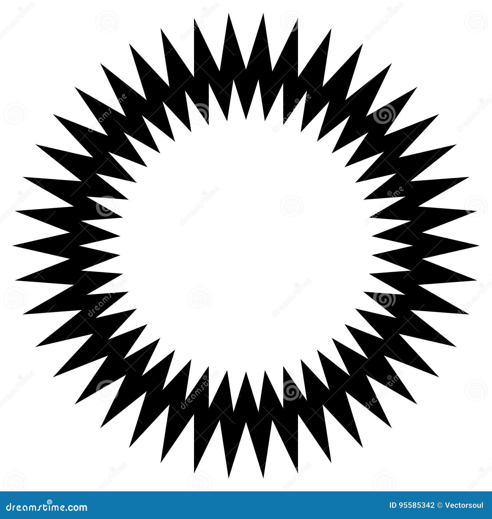 Zig-zag Edgy Circle Element. Abstract Monochrome Circle Stock Vector ...