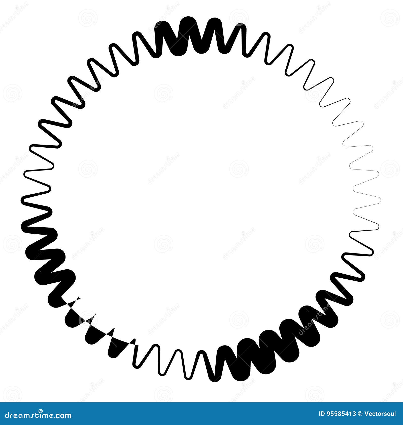Zig-zag Edgy Circle Element. Abstract Monochrome Circle Stock Vector ...