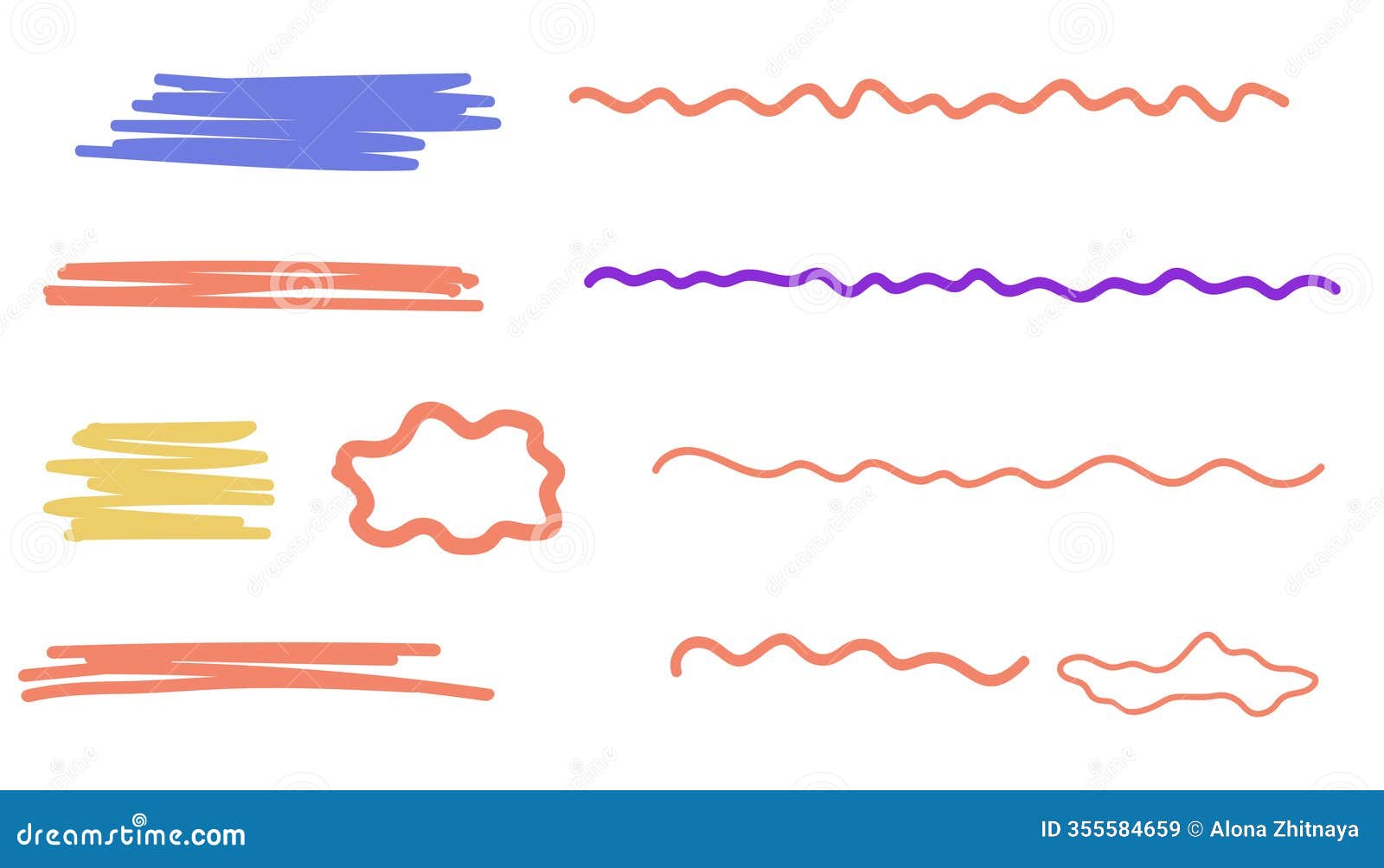 Zig Zag Frame Border Squiggle Wavy Set, Underline Brush Stroke Curved ...