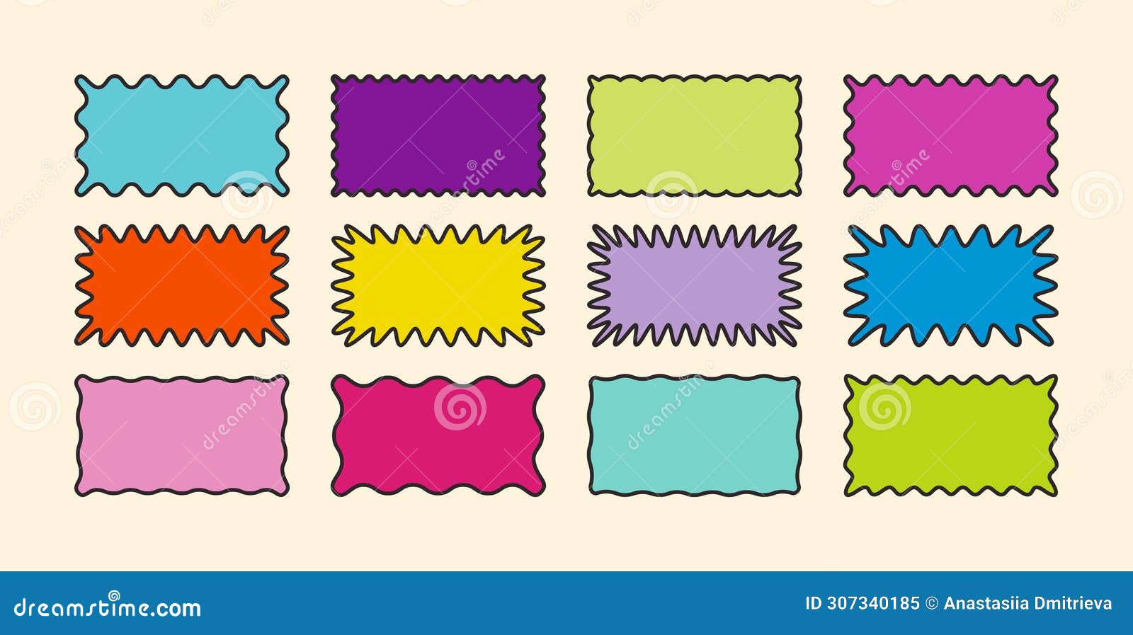 Zig zag frame set 2 work stock illustration. Illustration of undulate ...