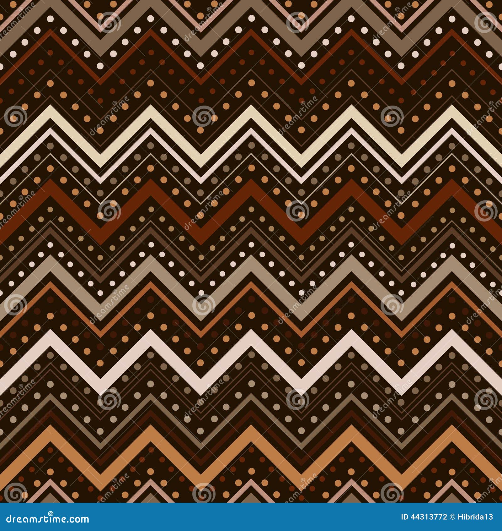 Zig Zag Pattern with Lines and Dots in Brown Tones Stock Vector ...