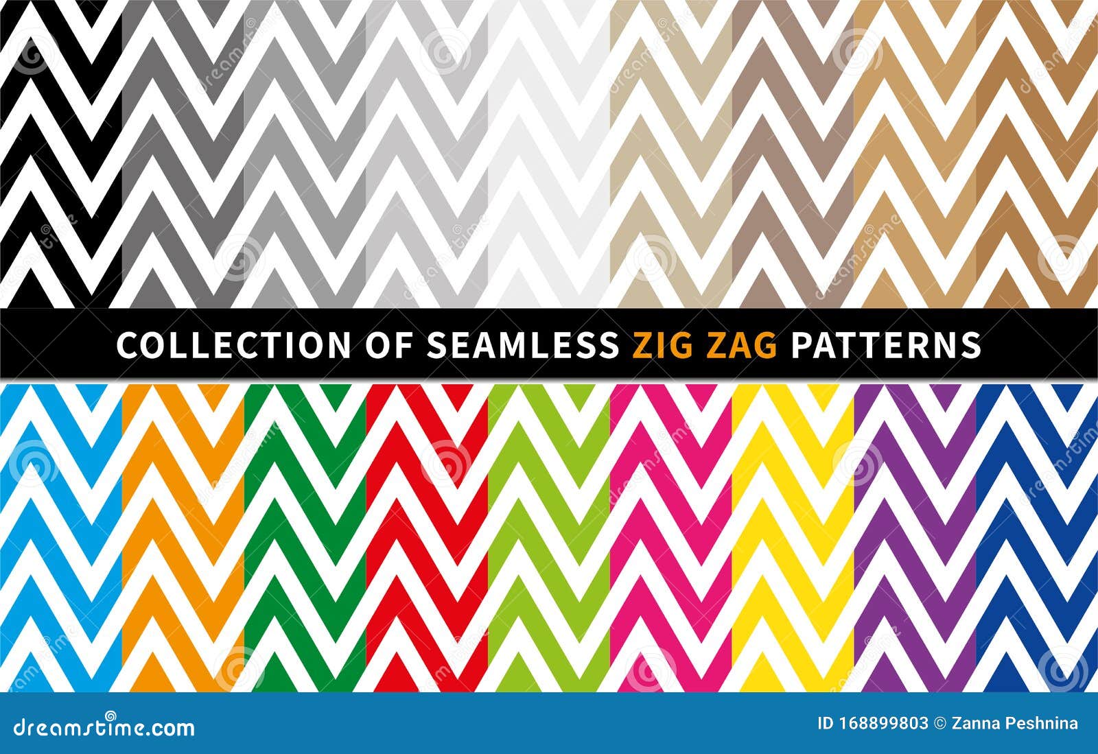 Zig Zag Seamless Vector Patterns Set with Chevron Stock Vector ...