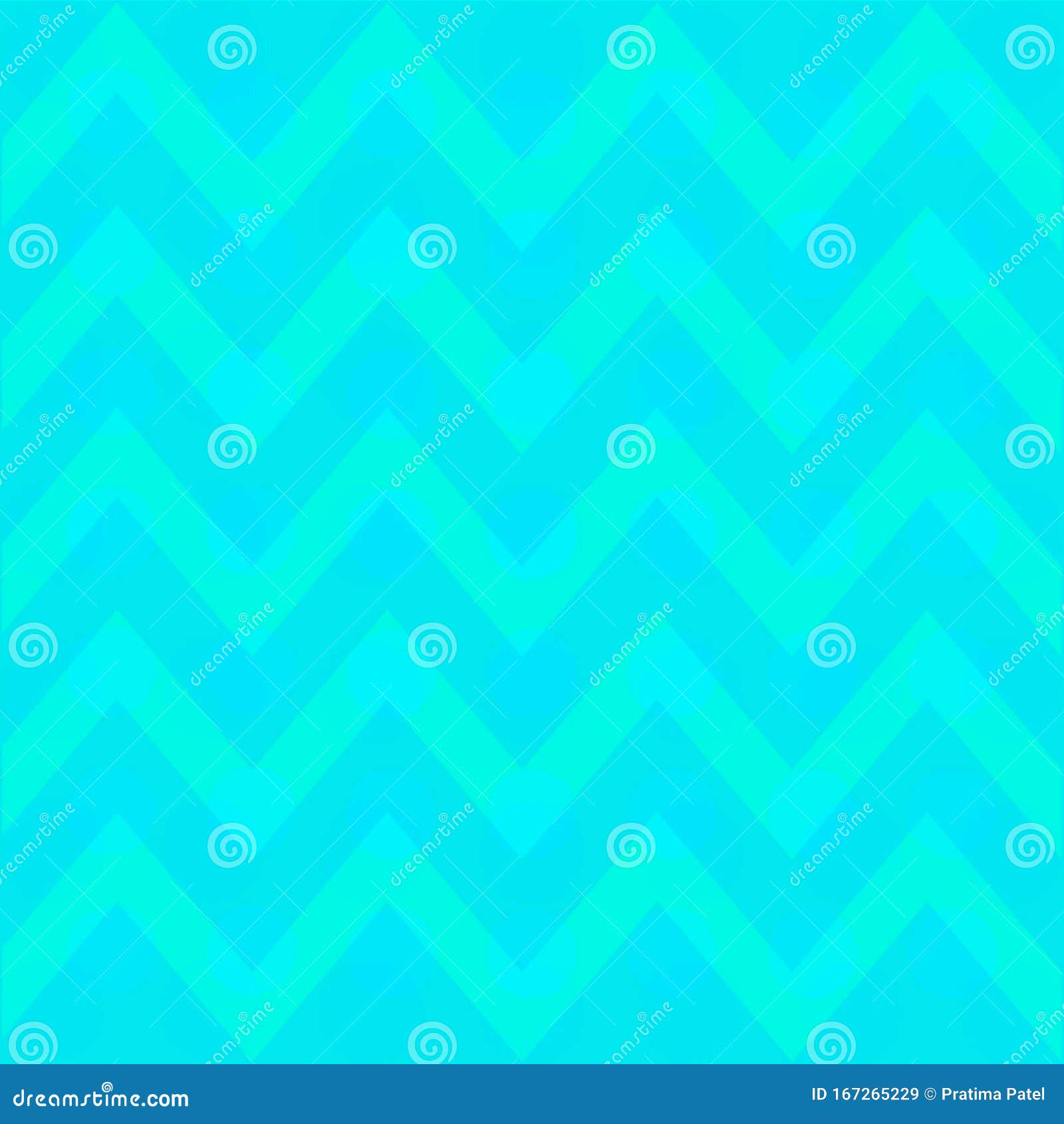 Zig Zag Wave Pattern in Aqua Blue Background, Colourful Triangular Shaped Textured Illustration ...