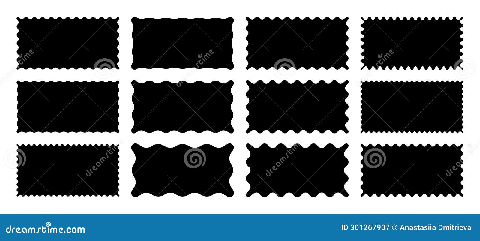 Wavy Edge Rectangle Shapes Icon Vector Set | CartoonDealer.com #309070382