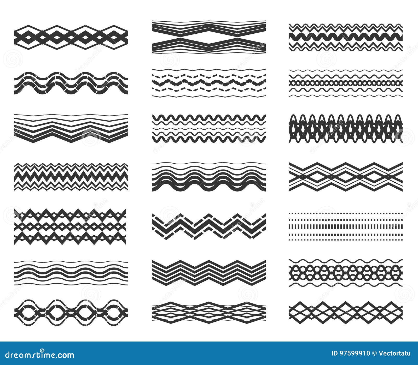 Zigzag E Linea Ondulata Insieme Del Modello Illustrazione Vettoriale ...