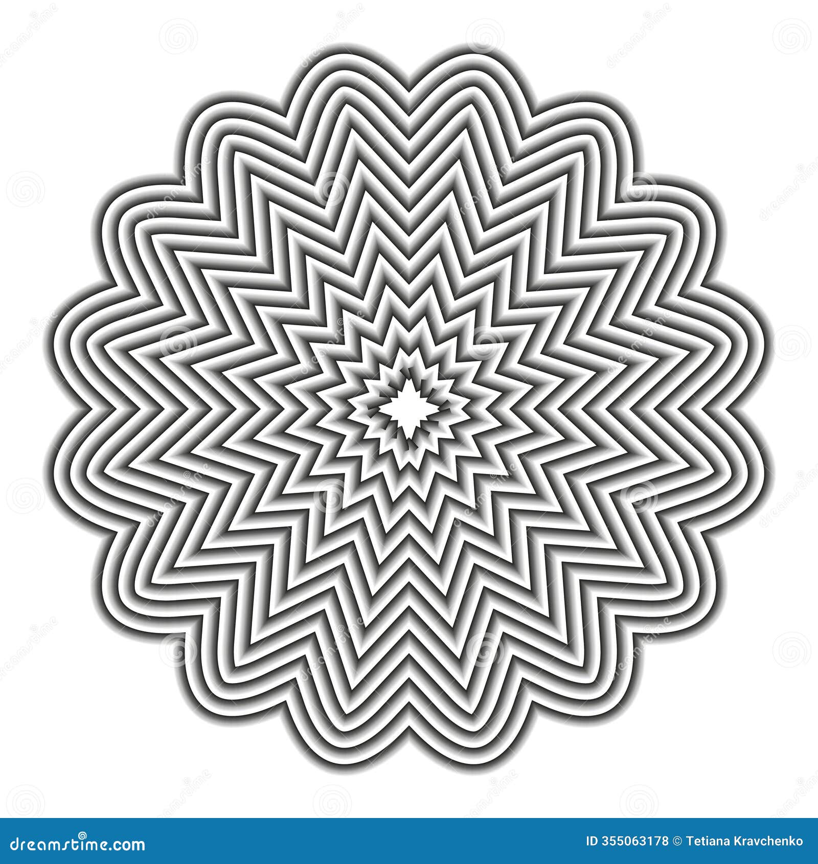 Zigzag Layered Design. Concentric Star Pattern. Bold Abstract Graphic ...