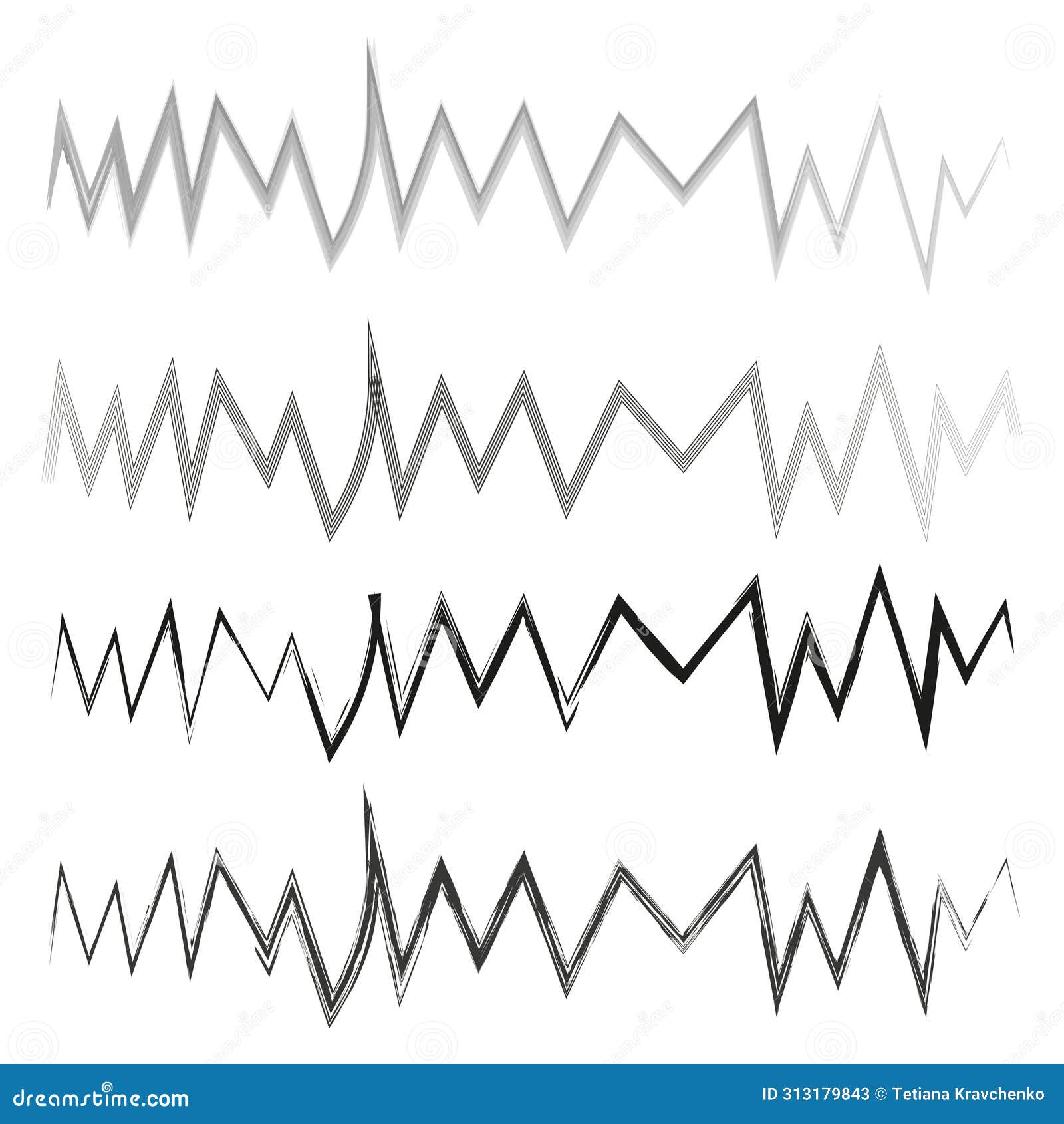 Zigzag Lines Collection. Varied Wavy Patterns, Dynamic Motion Effect ...
