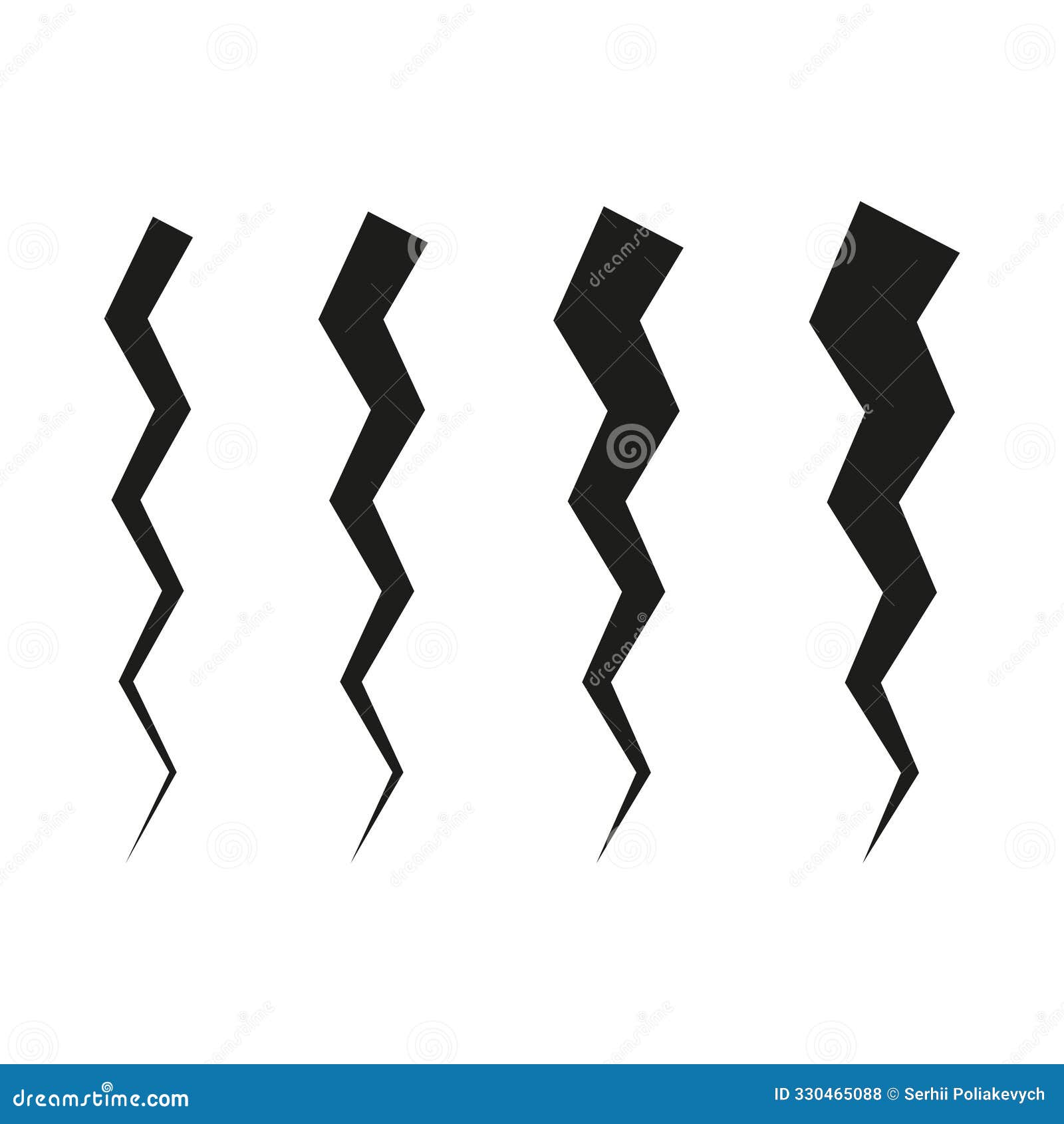 Zigzag Lines Set. Black Sharp Angles. Dynamic Shapes. Vector Graphic ...