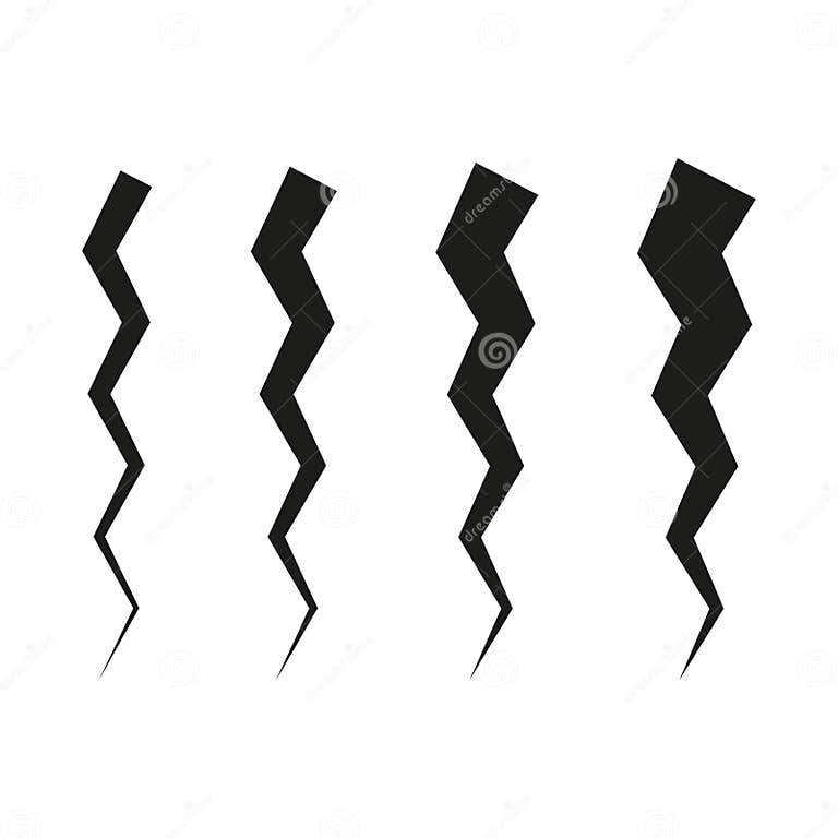 Zigzag Lines Set. Black Sharp Angles. Dynamic Shapes. Vector Graphic ...