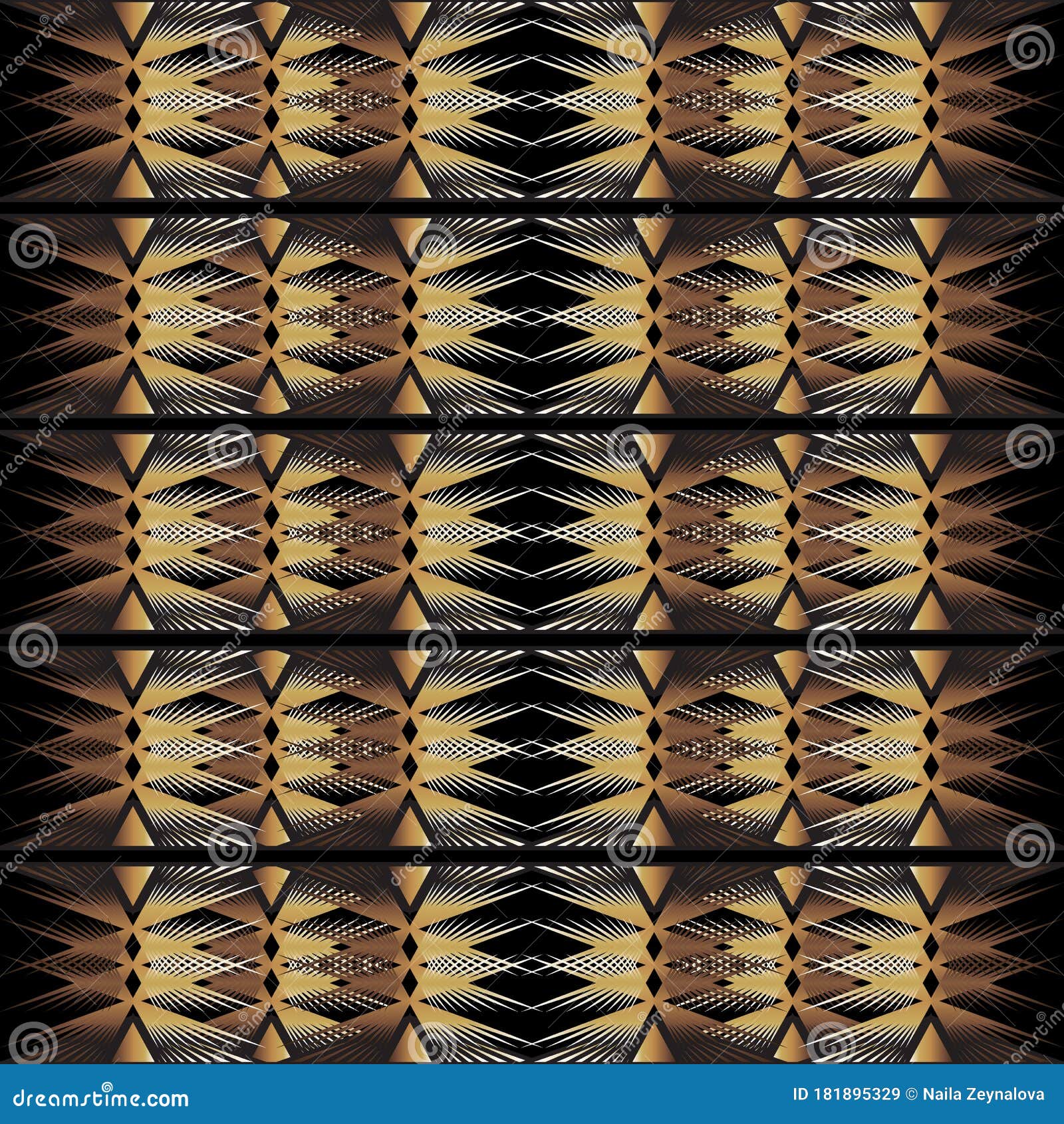 Zigzag Lines Vector 3d Seamless Pattern. Gold Elegant Striped ...