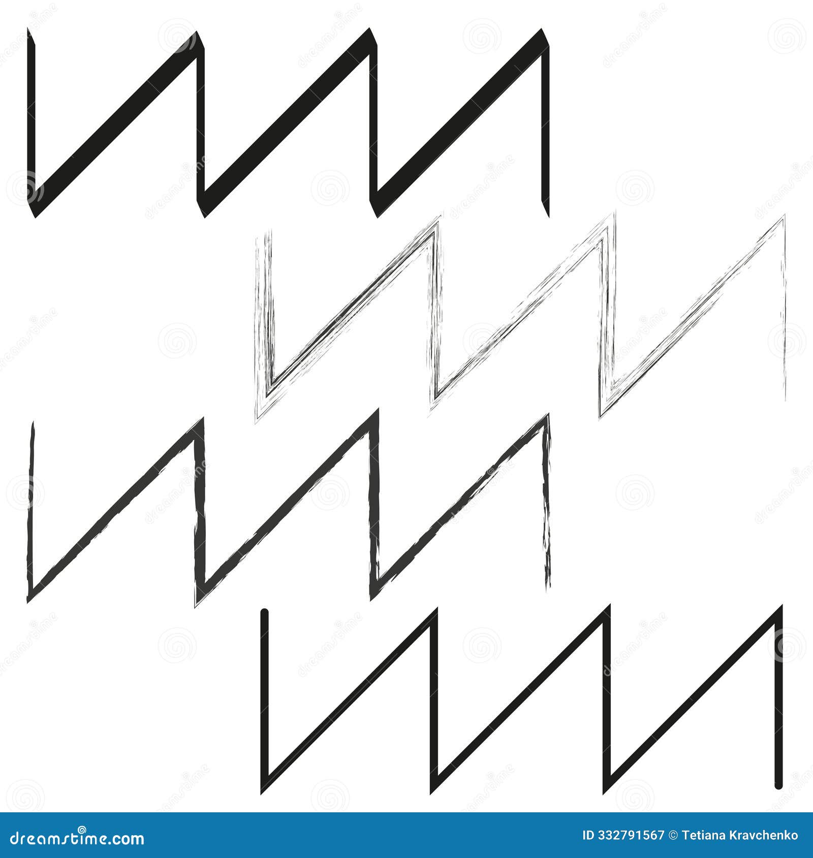 Zigzag Pattern Lines. Varying Thickness and Texture. Geometric Abstract ...