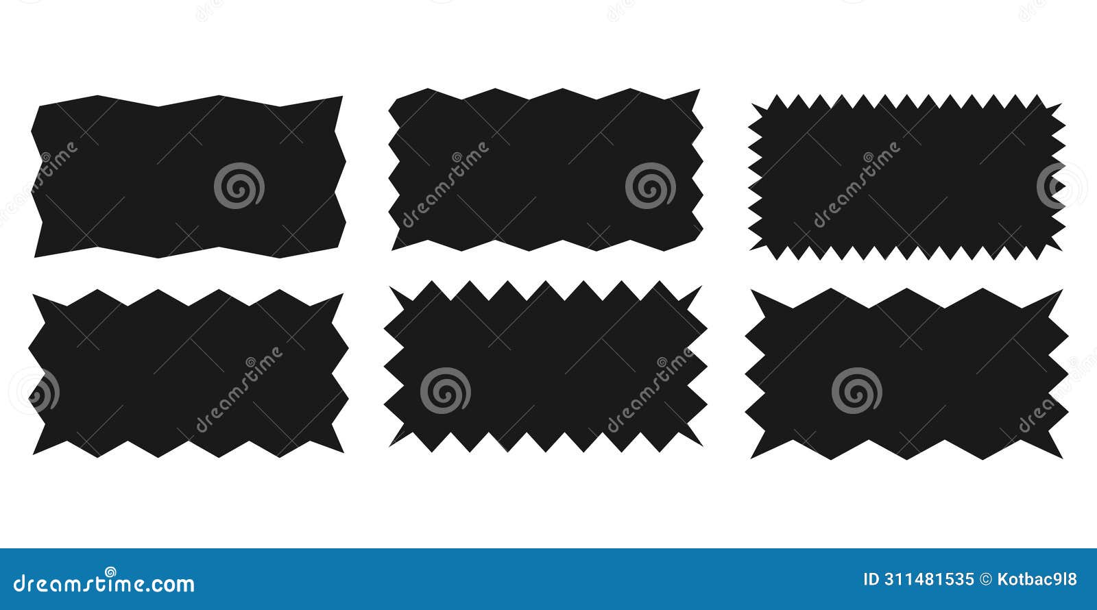 Zigzag Rectangle.a Set of Uneven Zigzag Shapes. Stock Vector ...
