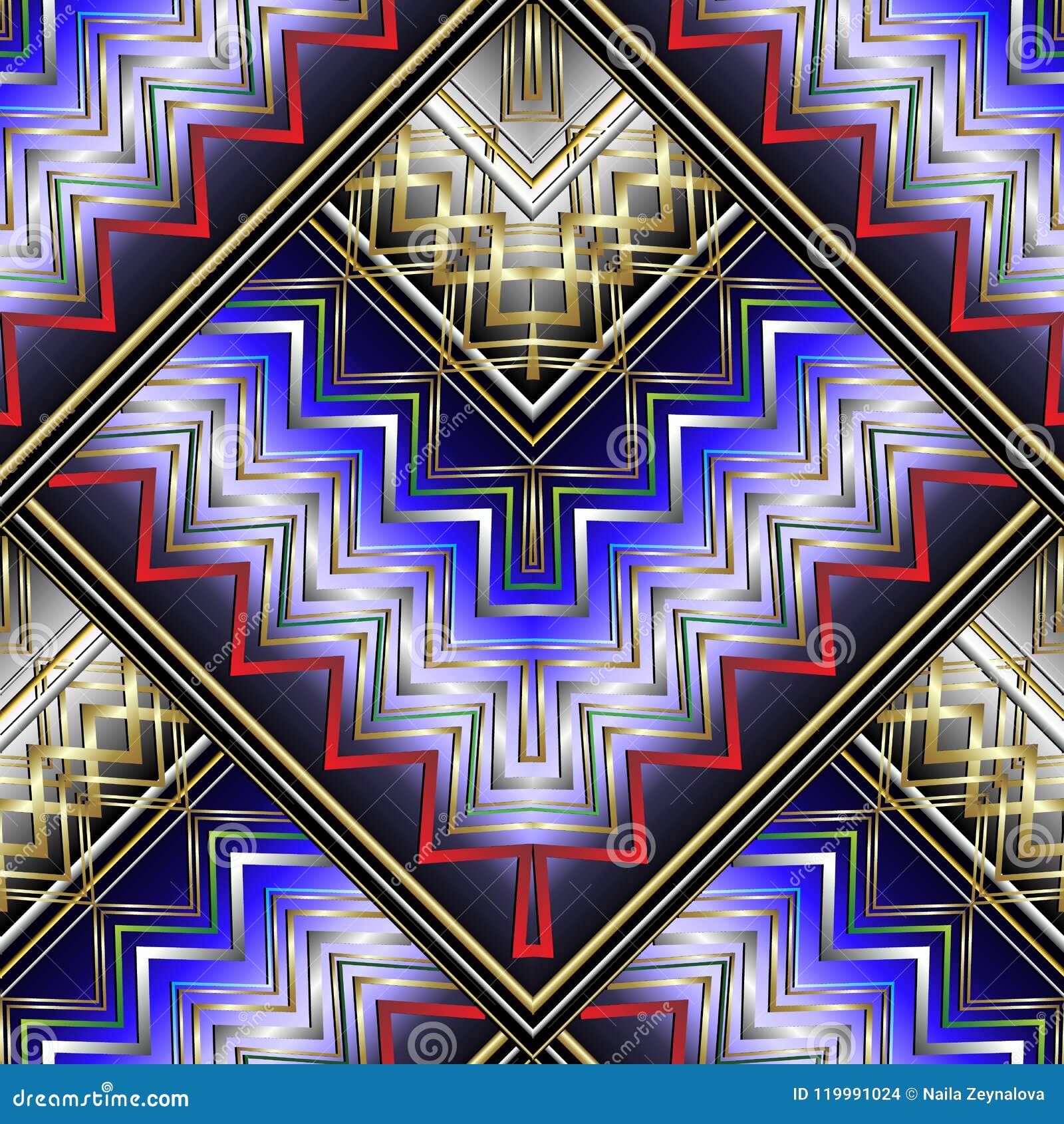 Zigzag Striped 3d Seamless Pattern. Stock Vector - Illustration of ...