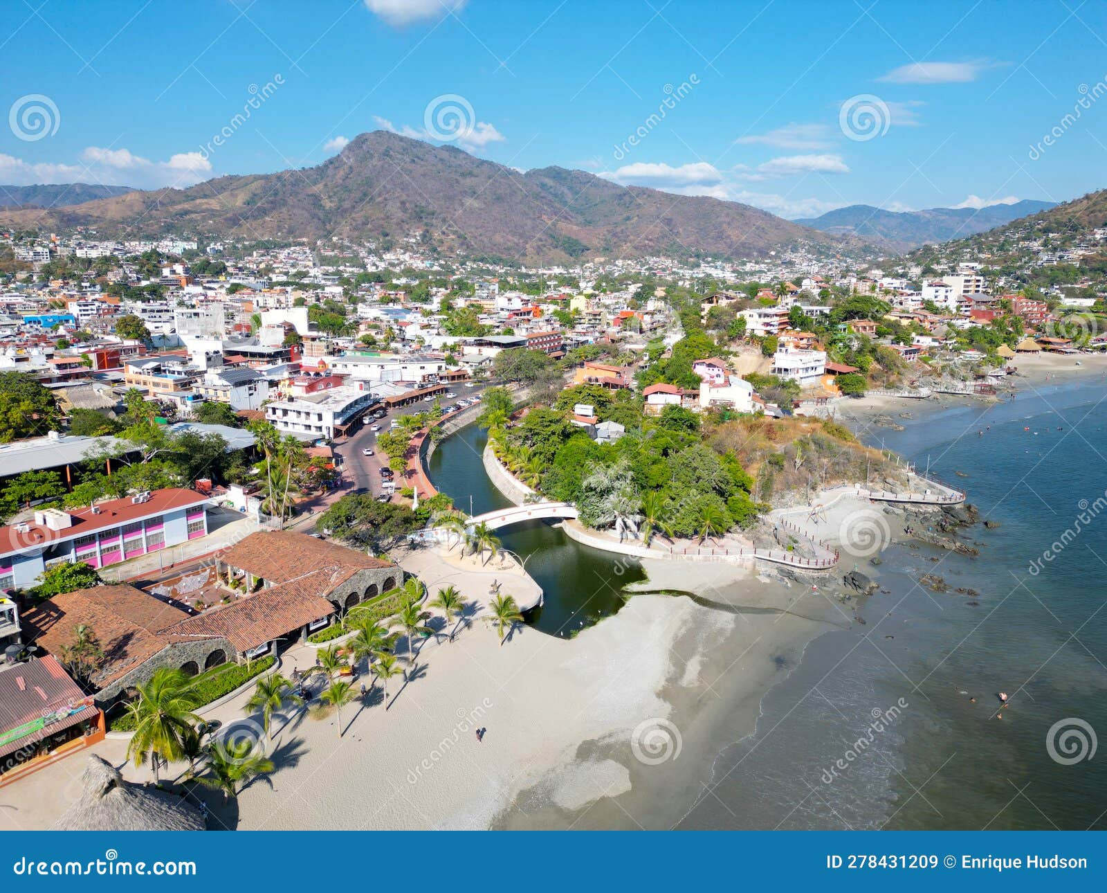 Zihuatanejo Beach with River Mouth - Image: Serene Confluence of River ...