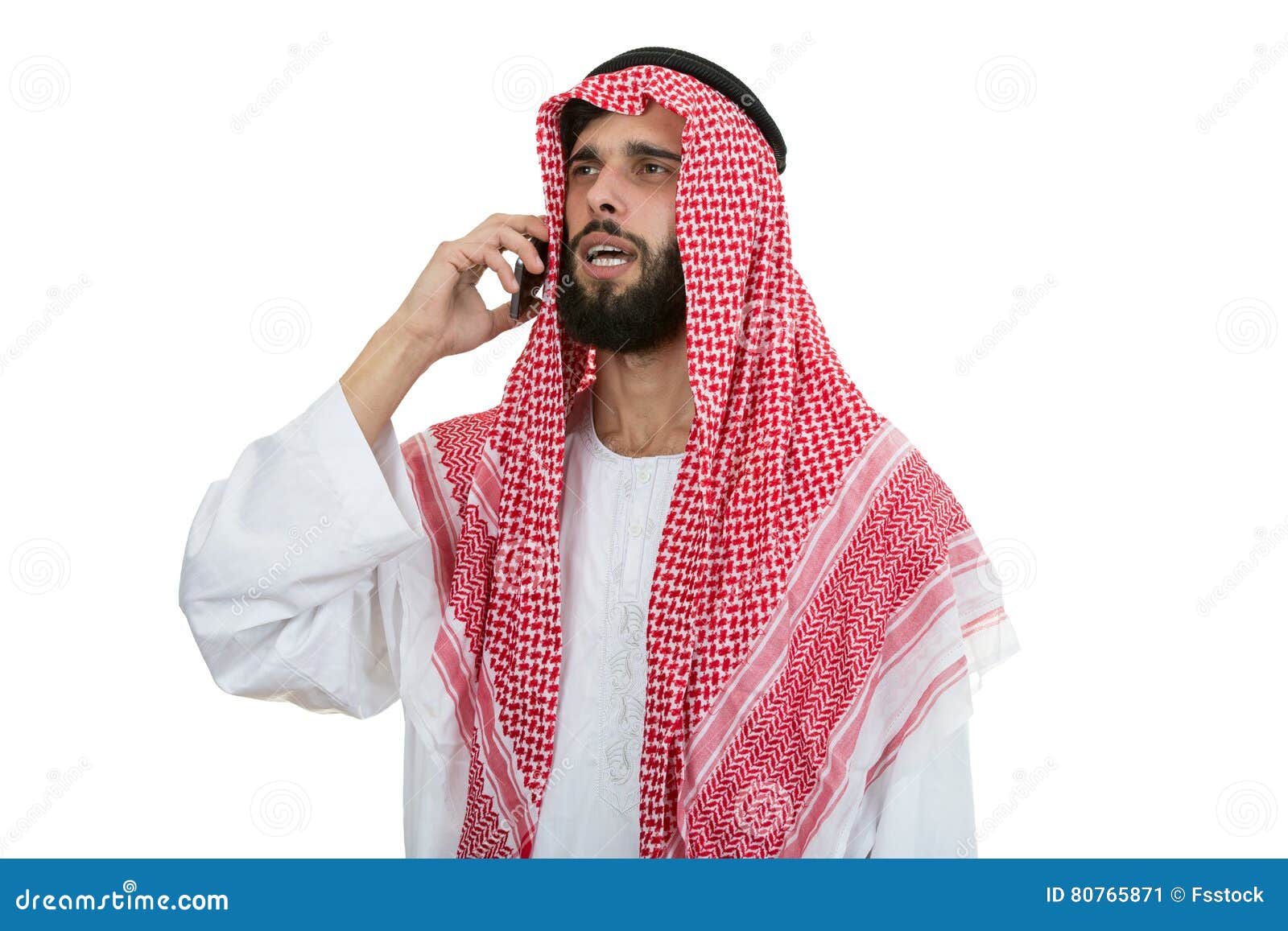 Zijaanzicht Van Een Arabische Saoedi-arabische Mens Die Van Emiraten ... Zijaanzicht Van Een Arabische Saoedi-arabische Mens Die Van Emiraten ...