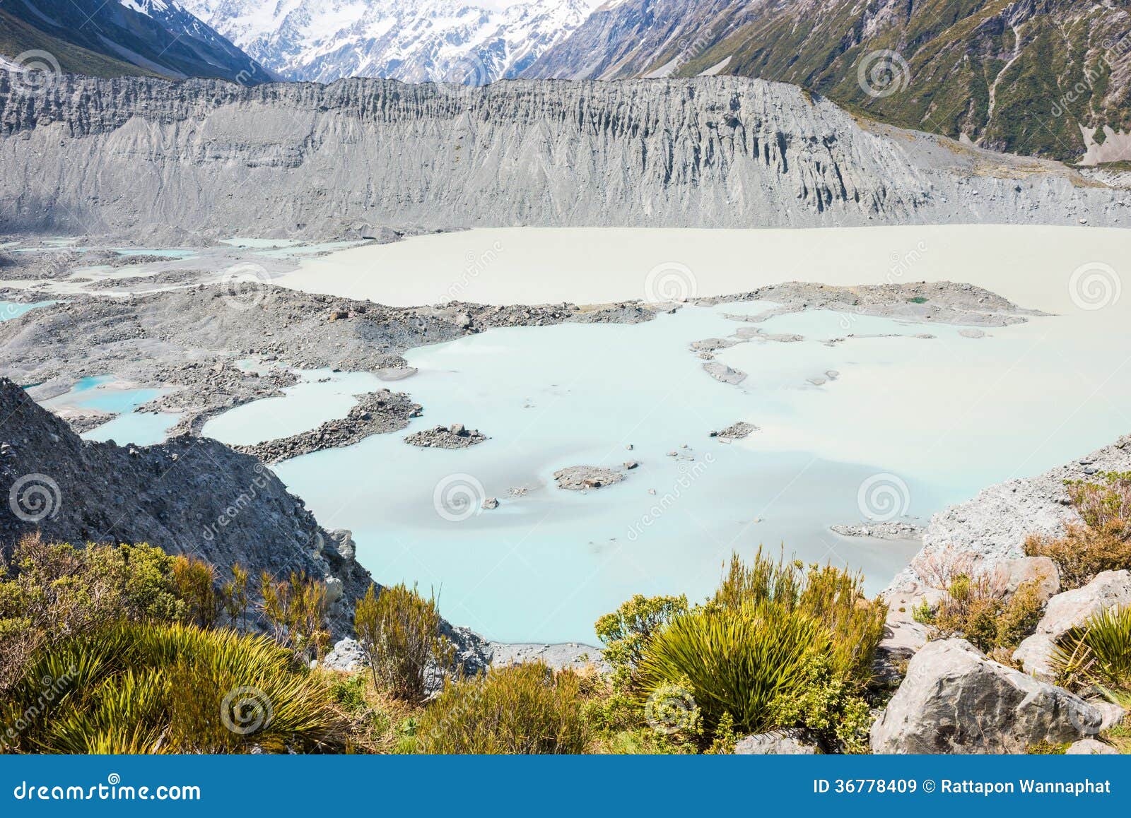 Zijmorene door gletsjer stock afbeelding. Image of meer - 36778409