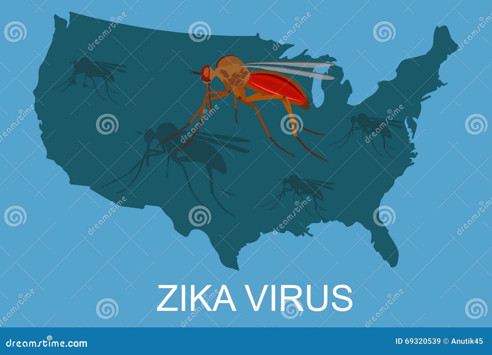 Zika Virus Concept, USA Map, Vector Illustration Stock Vector ...