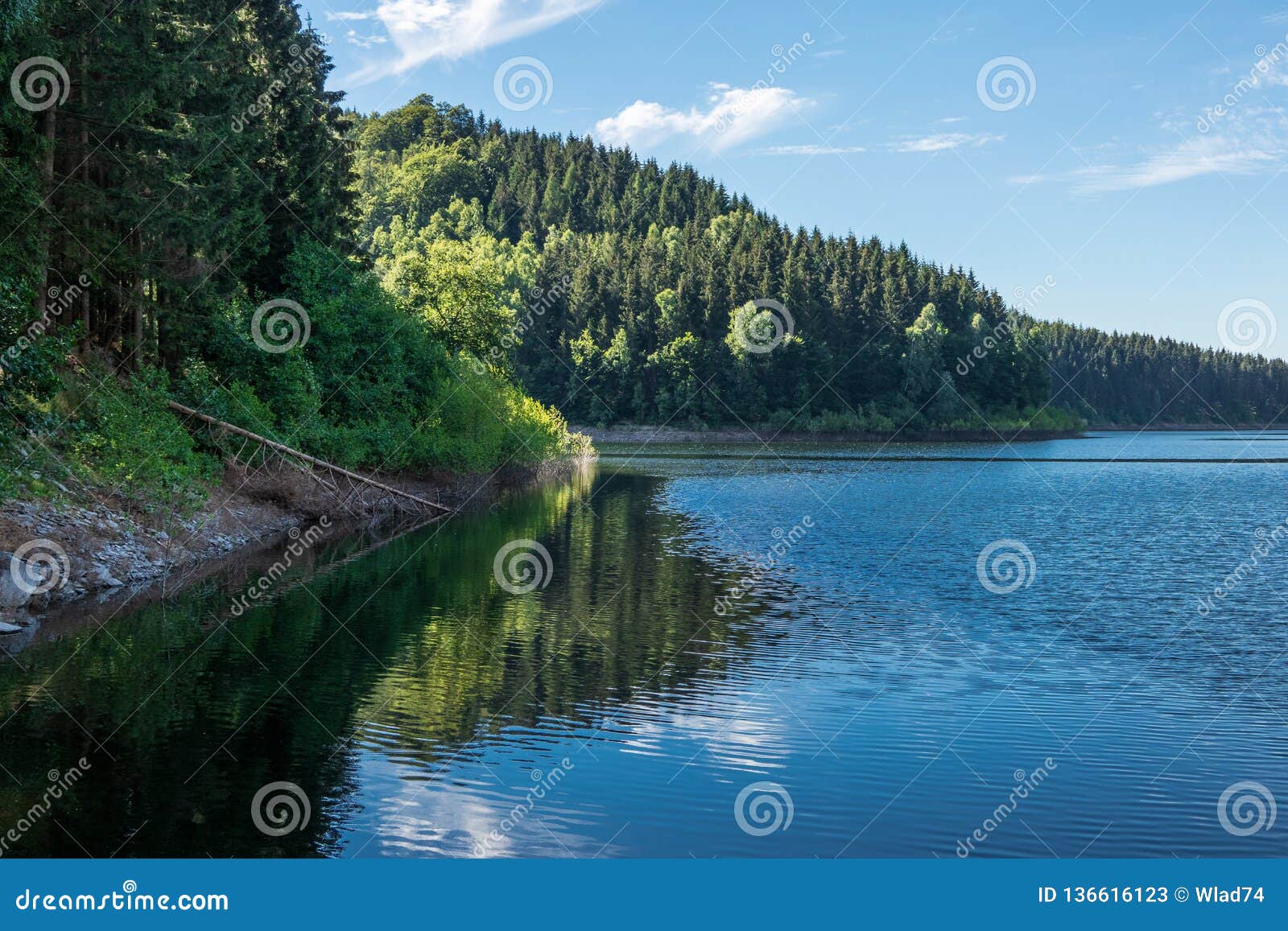 Zillierbach Dam Lake in Harz, Germany Stock Image - Image of sunbeam ...