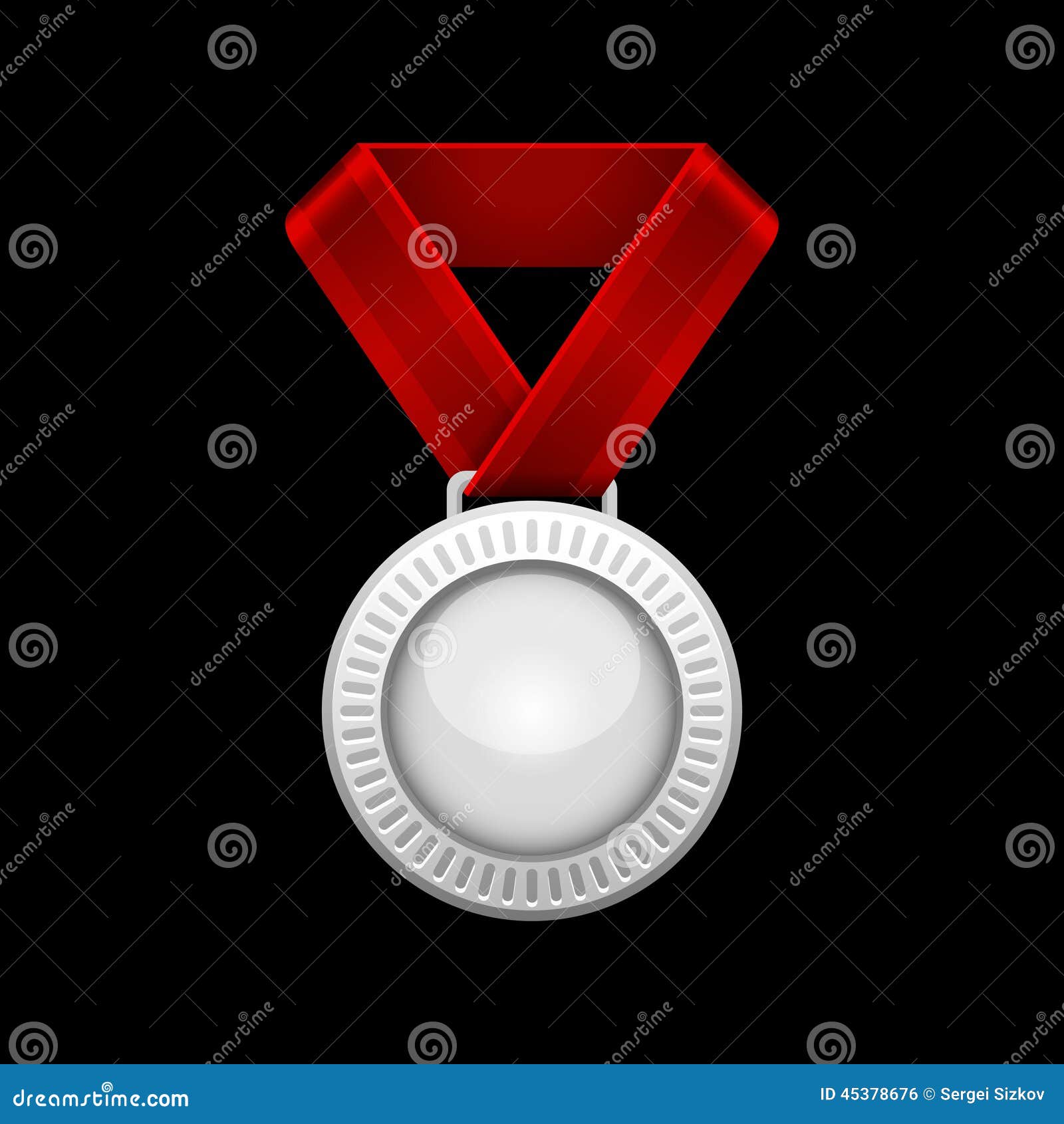 Zilveren Medaille Met Rood Lint Vector Vector Illustratie ...