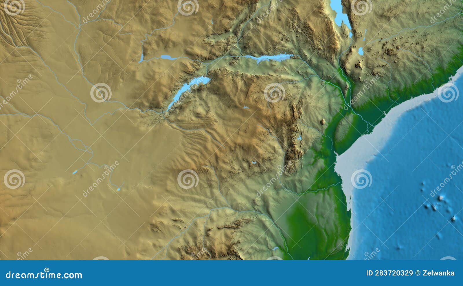 Zimbabwe Area. Physical Map Stock Illustration - Illustration of botswana, edges: 283720329